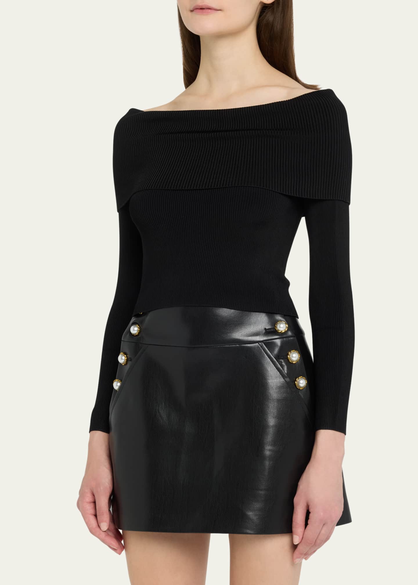 Alice + Olivia Dolan Foldover Long-Sleeve Pullover - Bergdorf Goodman