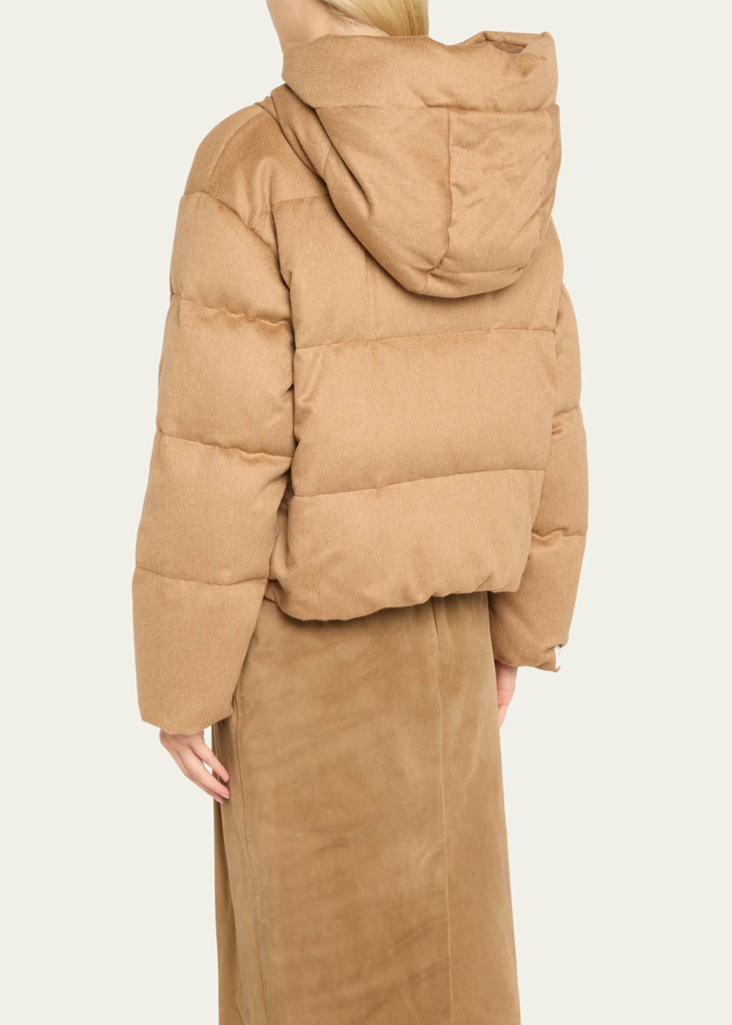 Max Mara Dalia Hooded Camel Wool Puffer Jacket - Bergdorf Goodman