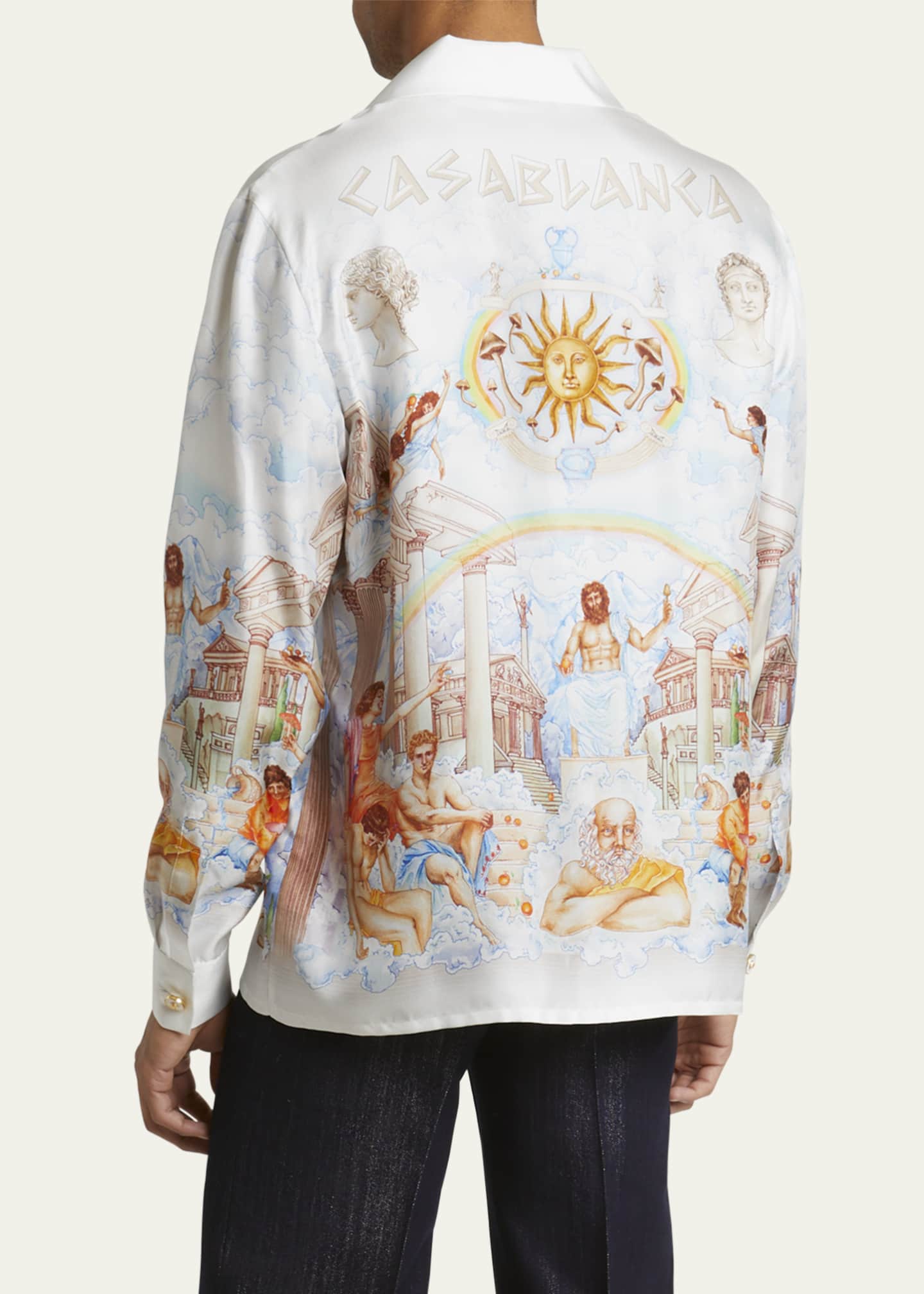 CASABLANCA Men's Greek Temple du Savoir Silk Camp Shirt - Bergdorf Goodman