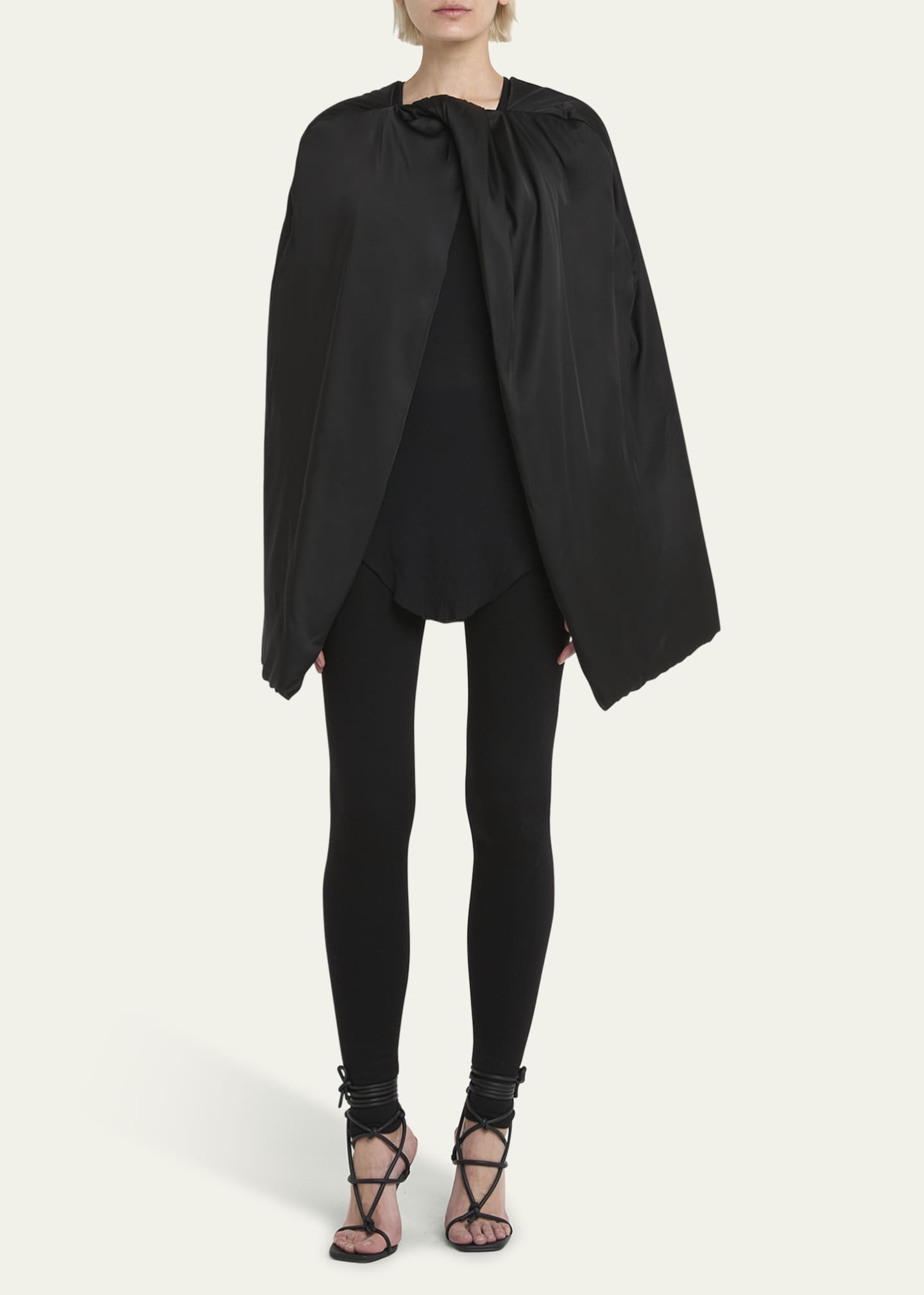 Rick Owens Twist Front Satin Cape - Bergdorf Goodman