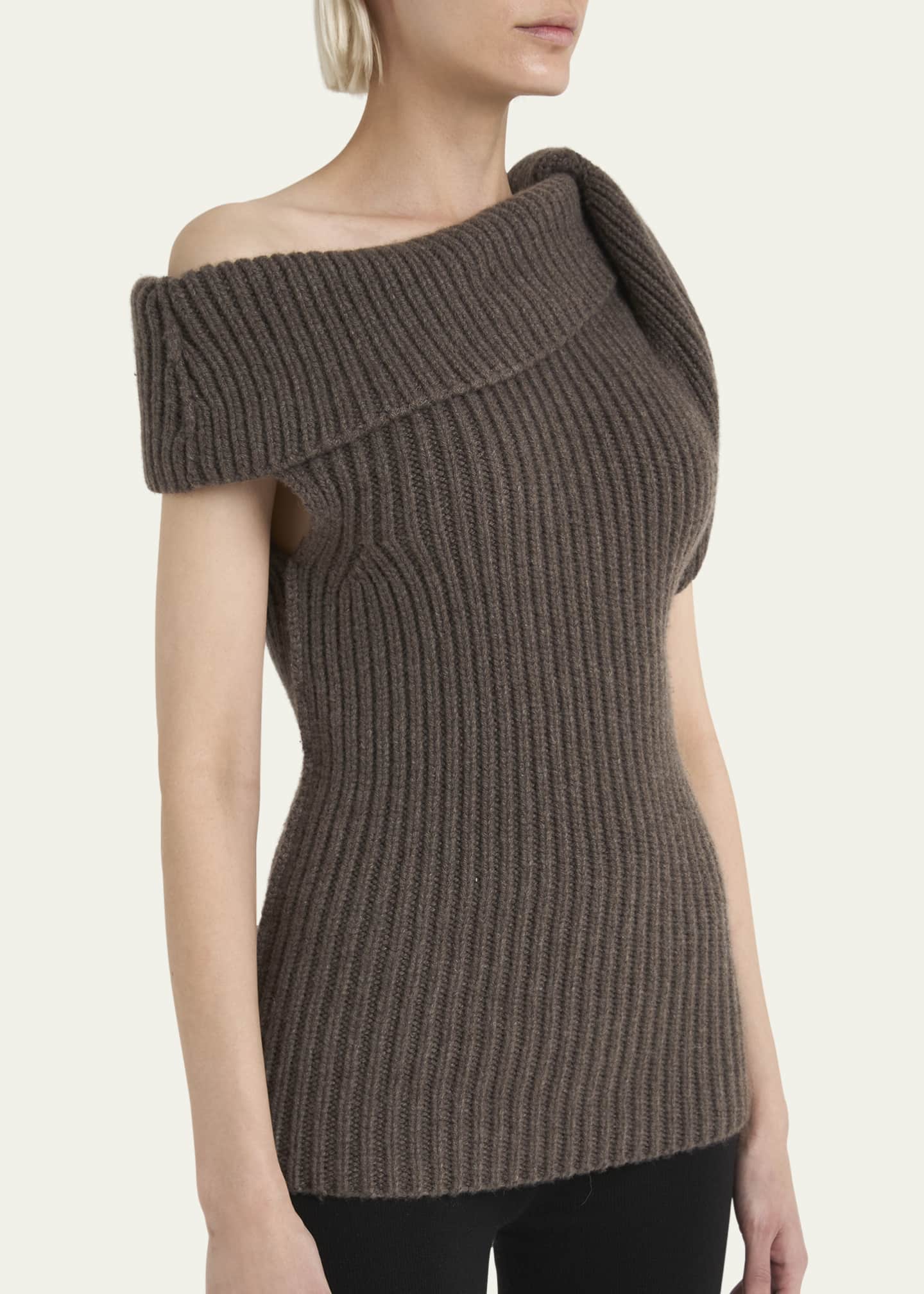 Rick Owens Off-Shoulder Banded Twist Cashmere Top - Bergdorf Goodman