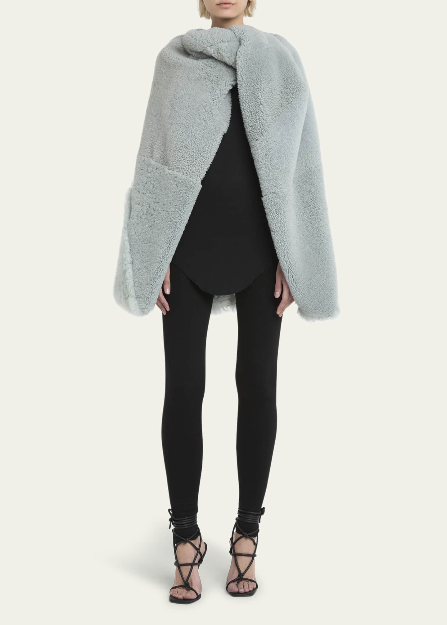 Rick Owens Twist Front Shearling Cape - Bergdorf Goodman