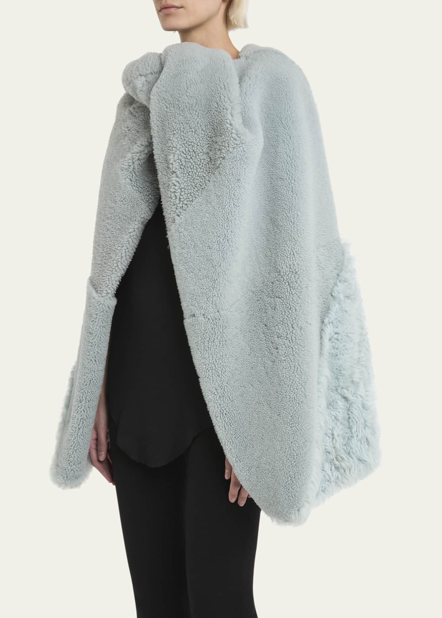 Rick Owens Twist Front Shearling Cape - Bergdorf Goodman
