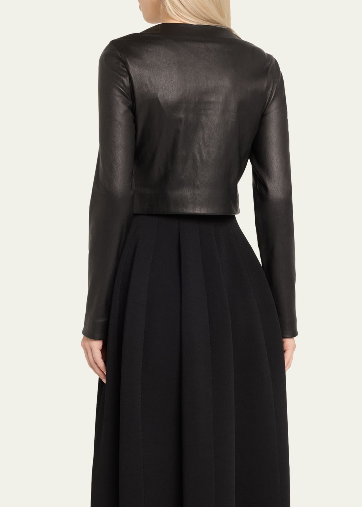 Susan Bender Stretch Lambskin Leather Cardigan - Bergdorf Goodman