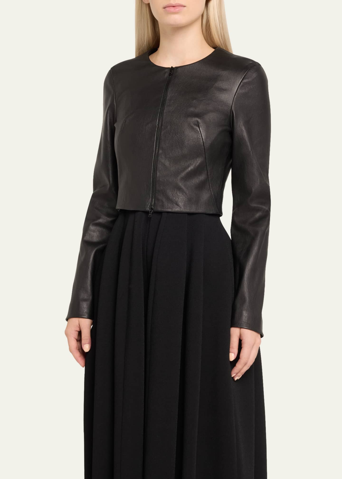 Susan Bender Stretch Lambskin Leather Cardigan - Bergdorf Goodman