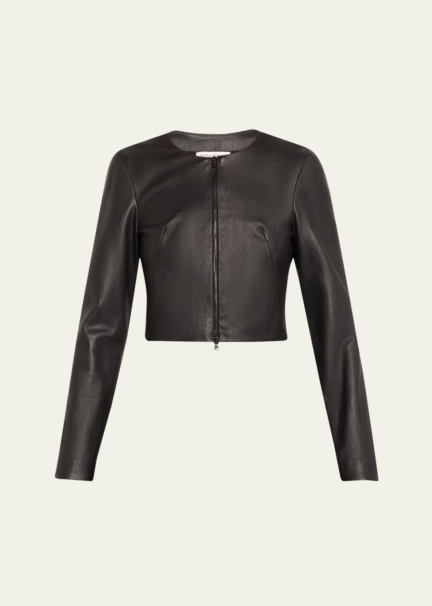 Susan Bender Stretch Lambskin Leather Cardigan - Bergdorf Goodman