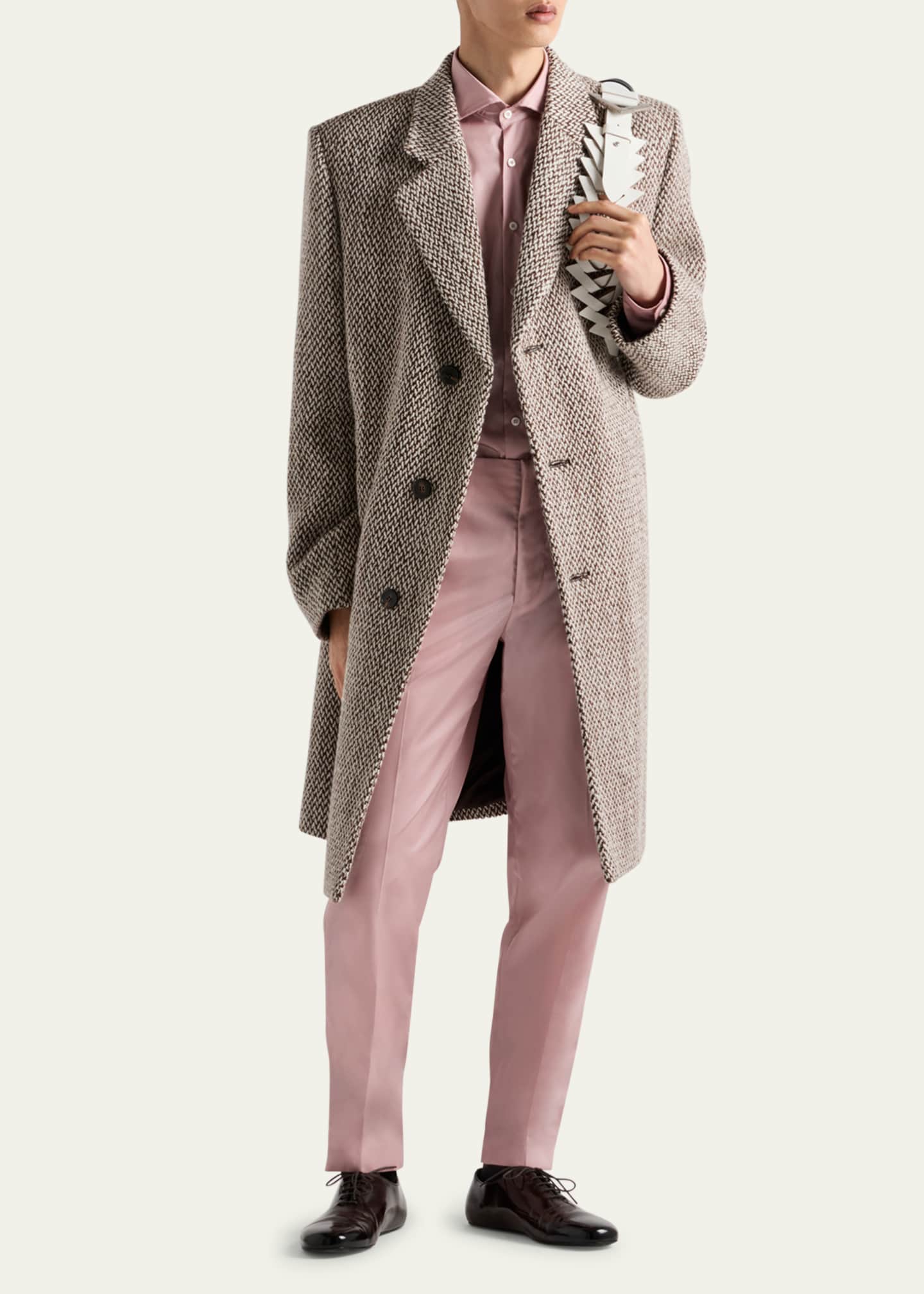 Prada Men's Tweed Overcoat - Bergdorf Goodman
