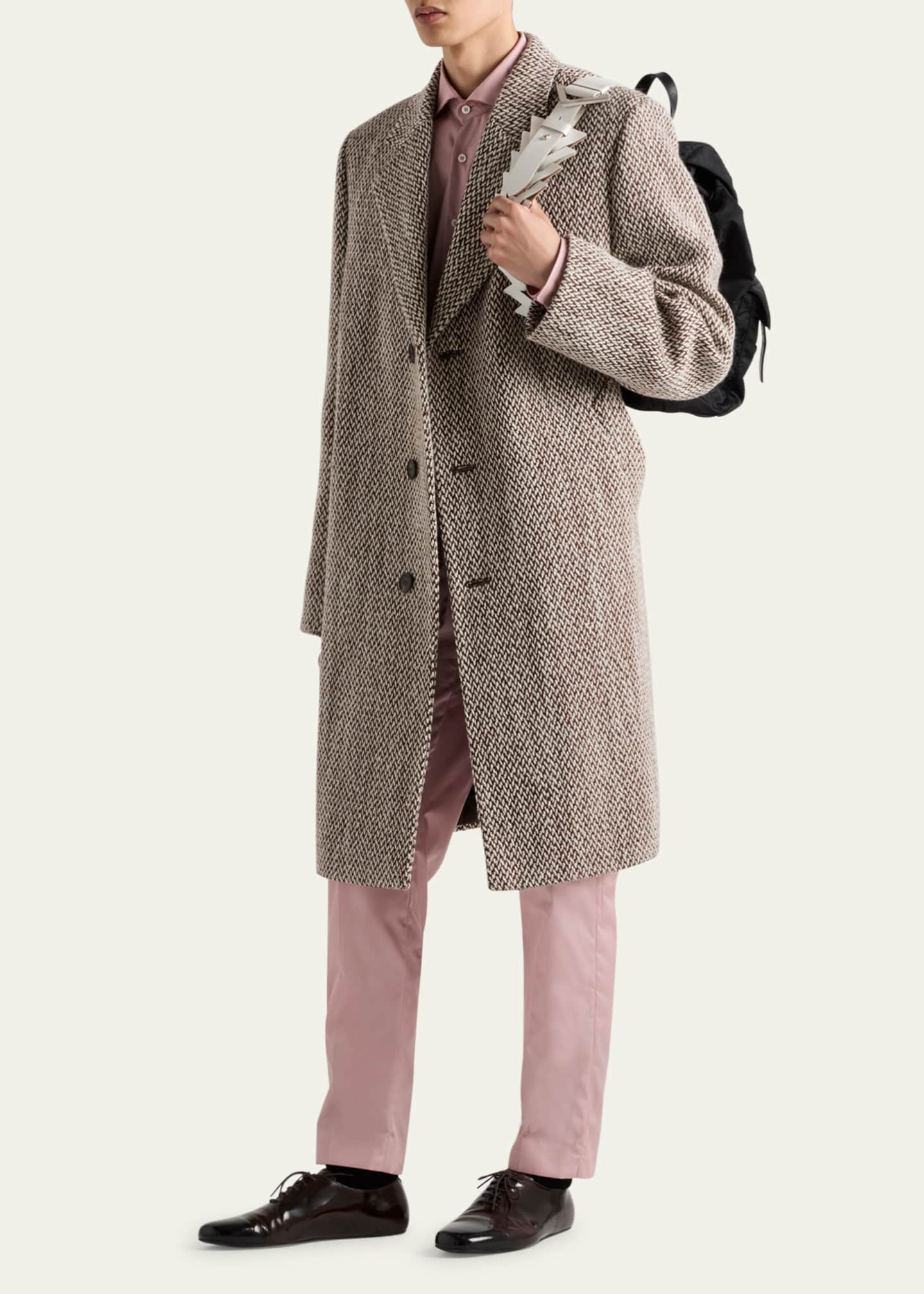 Prada Men's Tweed Overcoat - Bergdorf Goodman