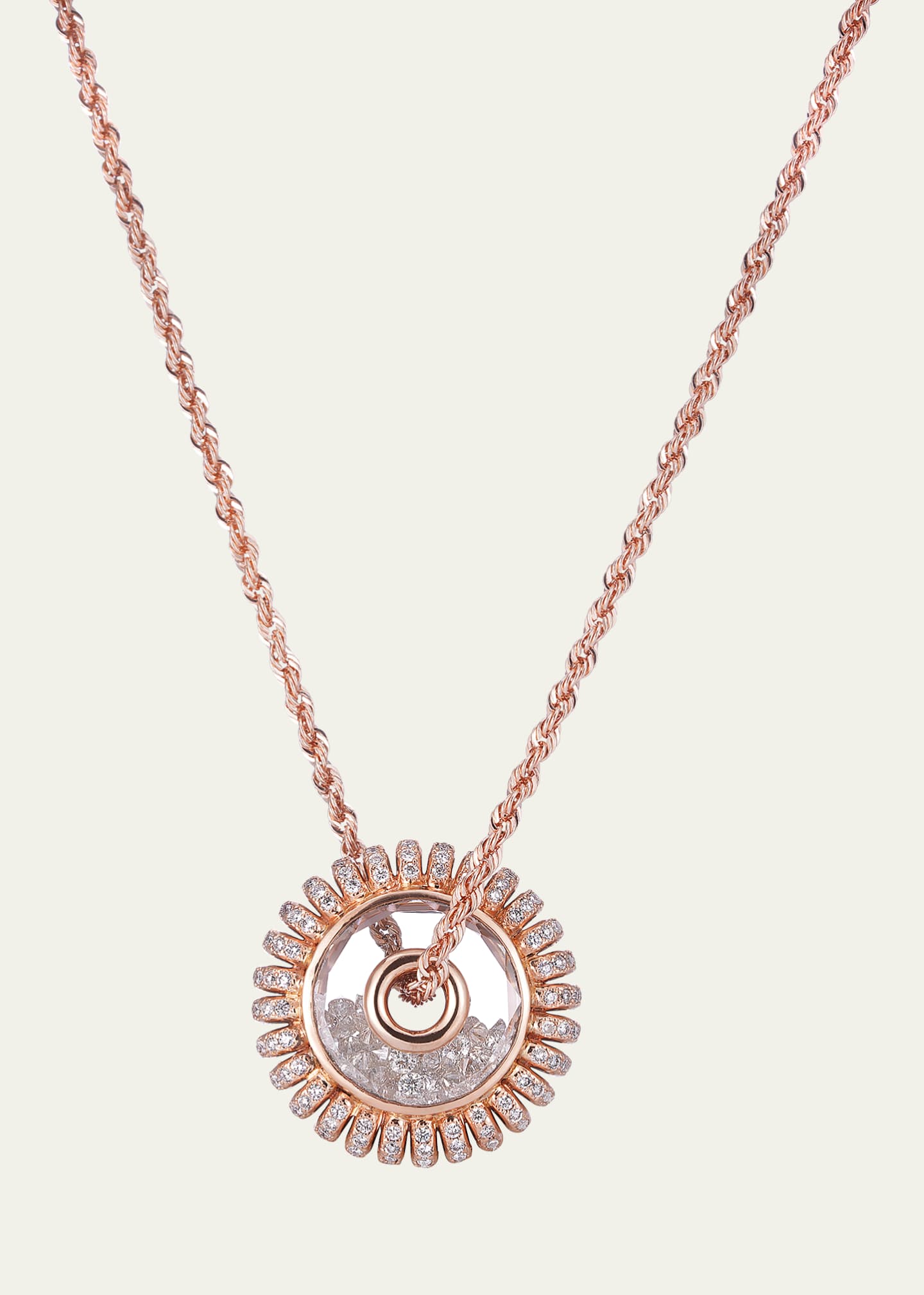 Moritz Glik 18K Rose Gold Mola Roda Sapphire Kaleidoscope Shaker Necklace with Diamonds ...