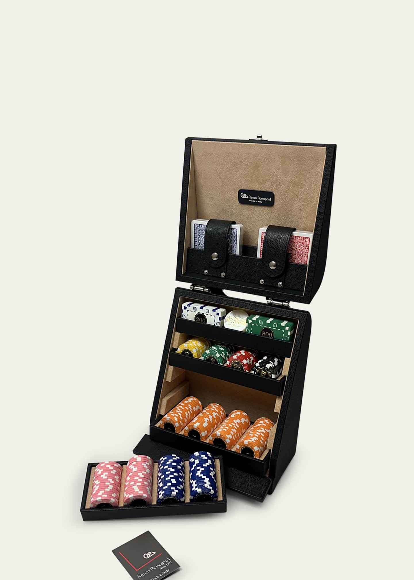 Renzo Romagnoli Dollaro Leather Vertical Poker Set - Bergdorf Goodman