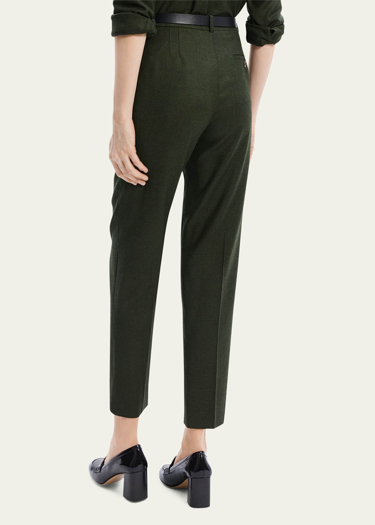 Theory High-Waist Virgin Wool Tapered Ankle Pants - Bergdorf Goodman