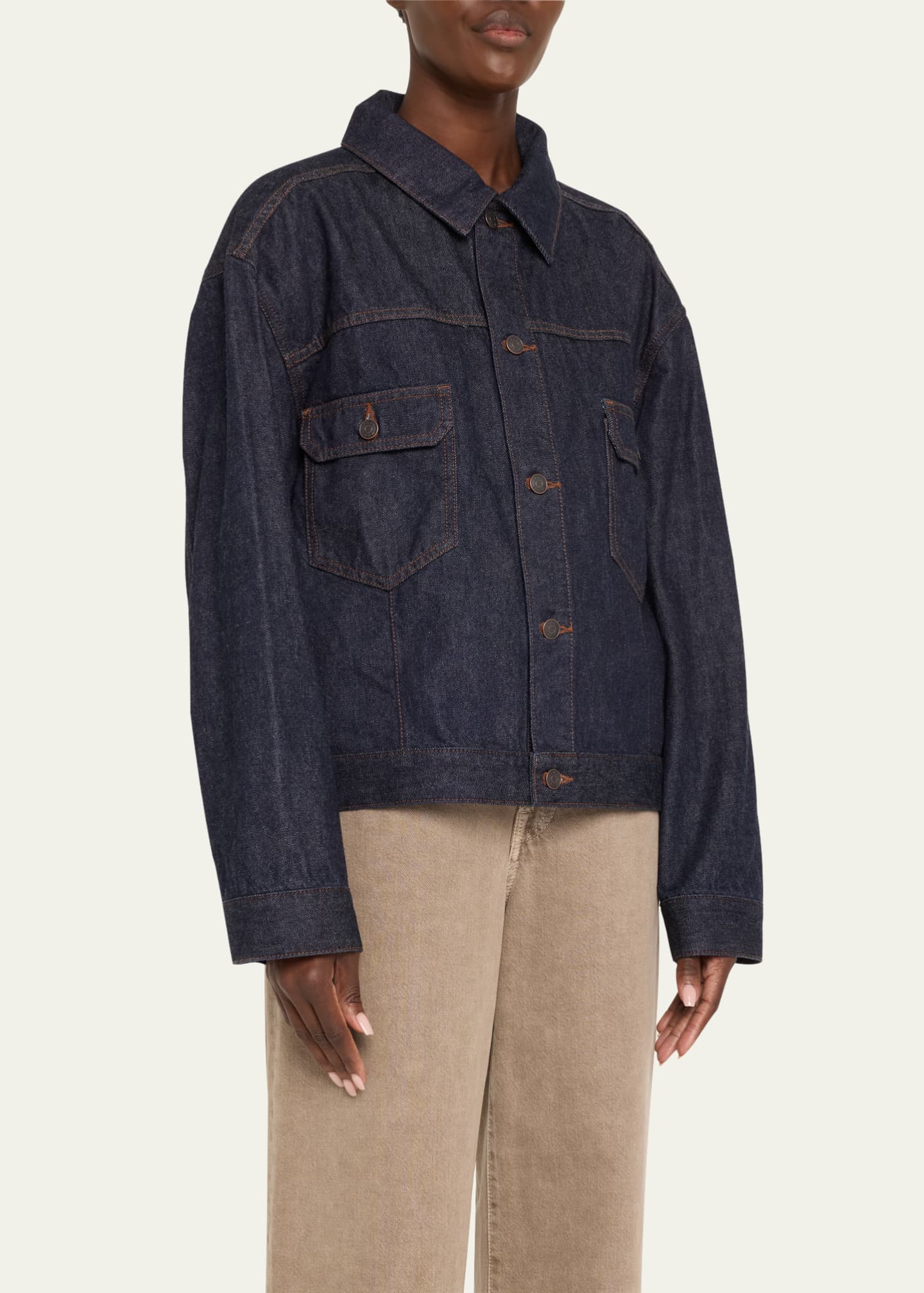 THE ROW Ness Denim Cotton Cashmere Jacket - Bergdorf Goodman