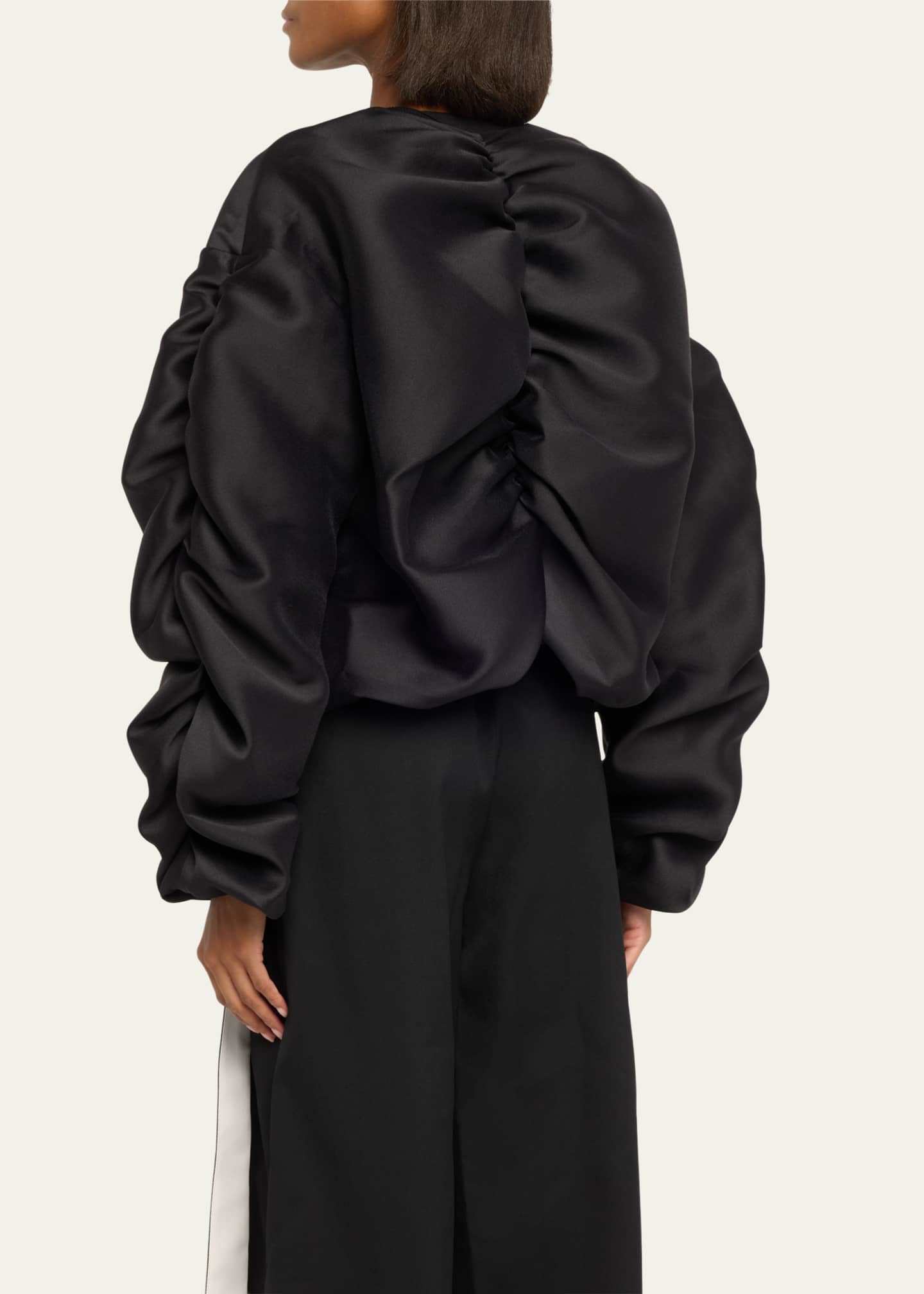 anOnlyChild Sanguinetti Satin Ruched Jacket - Bergdorf Goodman
