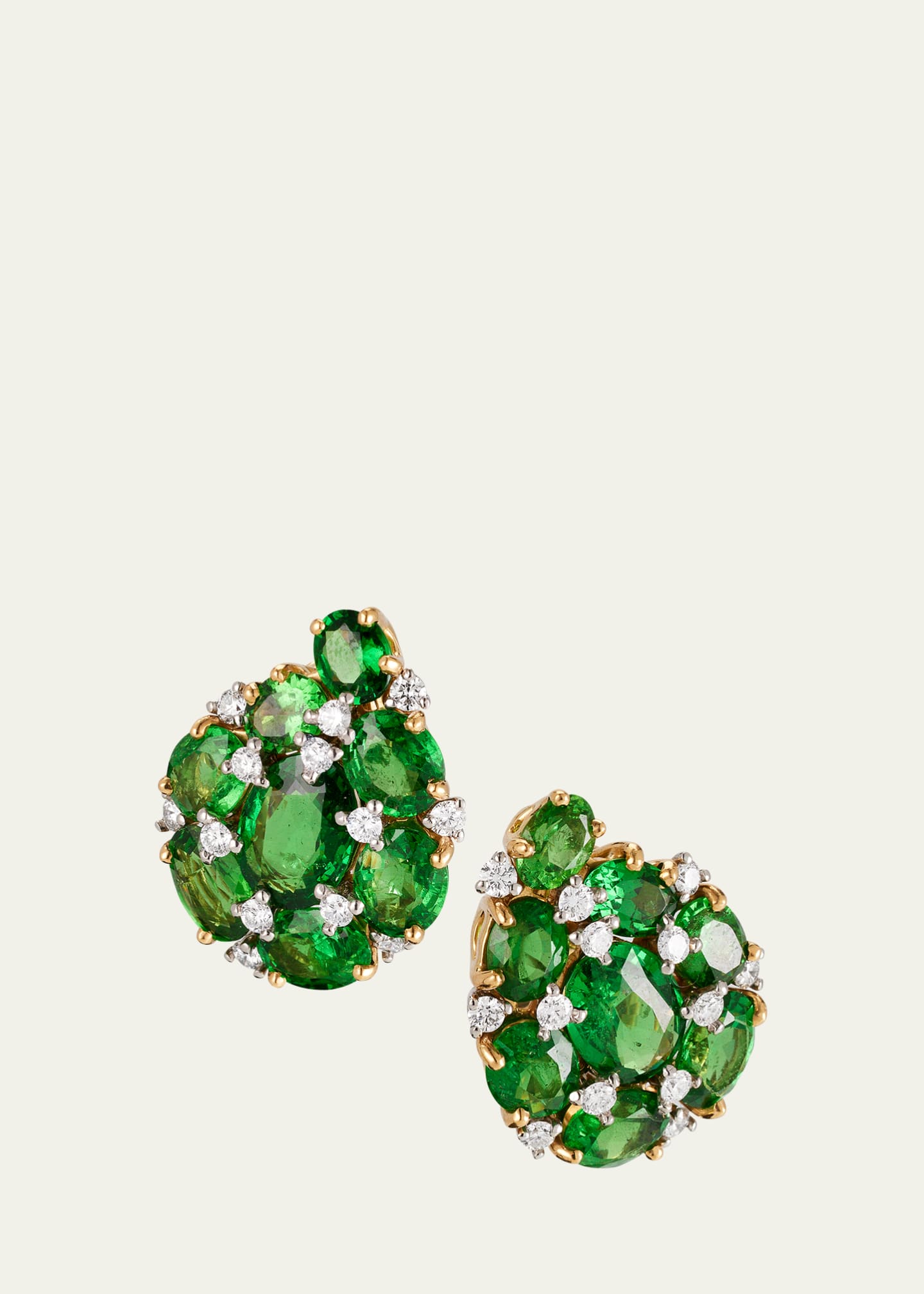 Verdura 18K Yellow Gold Paisley Earrings with Diamonds and Tsavorite ...