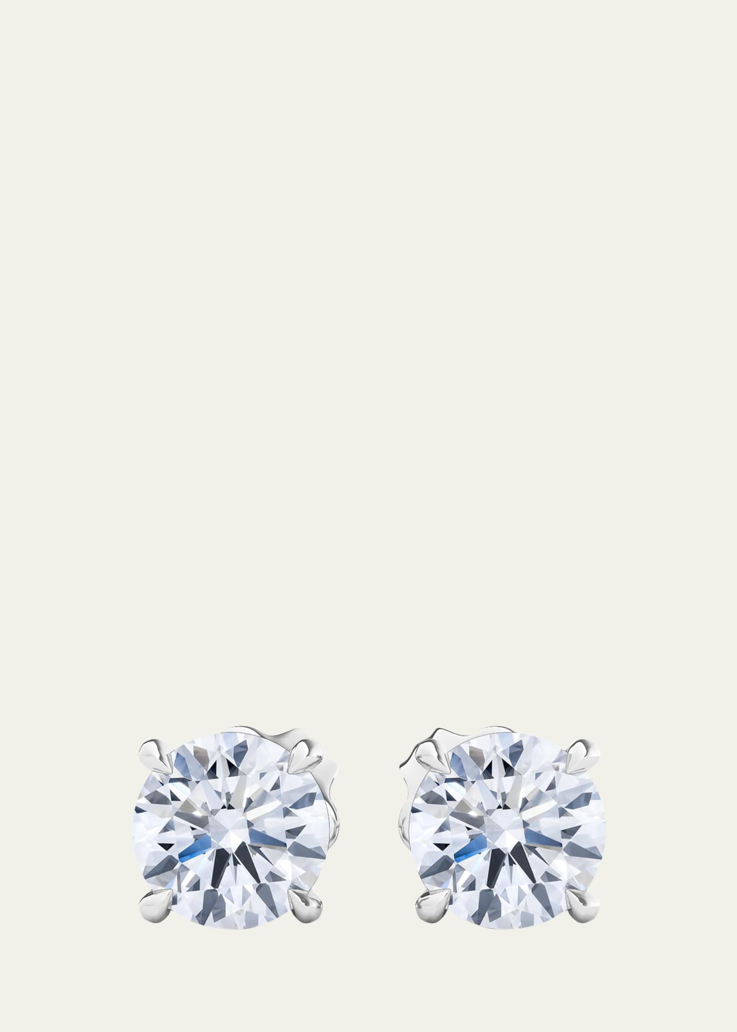 HauteCarat 18K Round Brilliant Lab Grown Diamond Stud Earrings, 2.0tcw ...