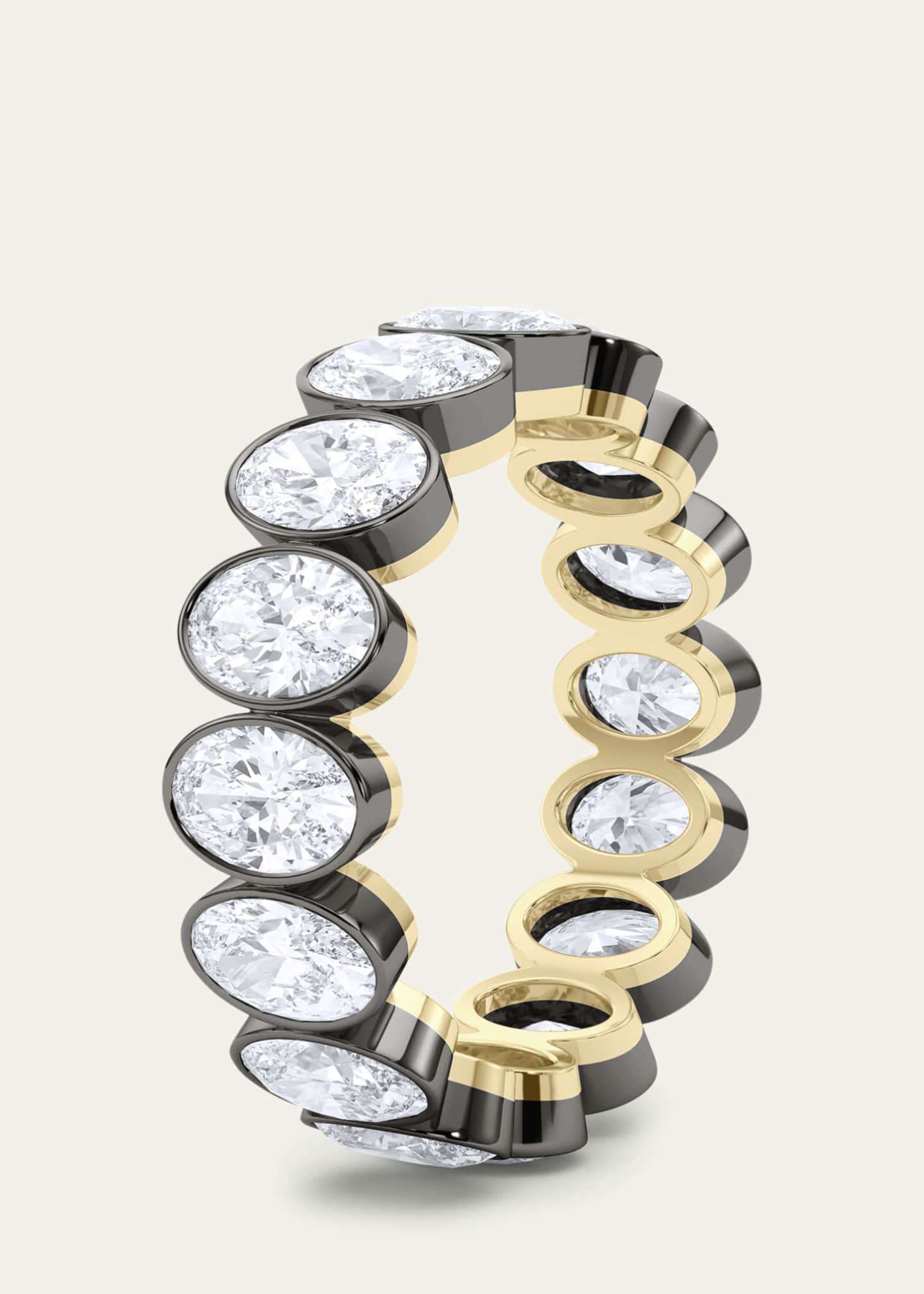 HauteCarat 18K Oval Cut Bezel Lab Grown Diamond Eternity Band, 7.5tcw ...