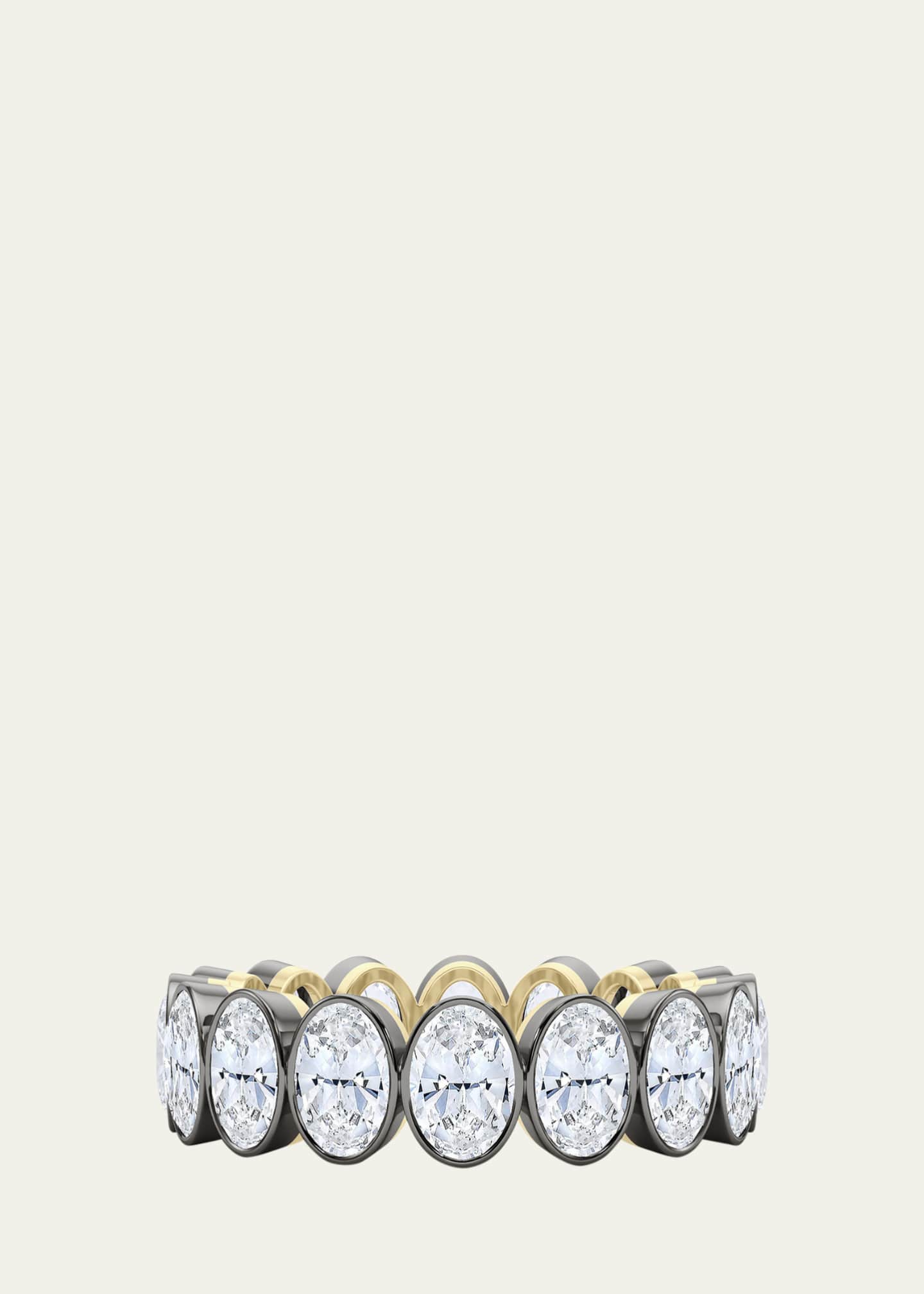 HauteCarat 18K Oval Cut Bezel Lab Grown Diamond Eternity Band, 7.5tcw ...