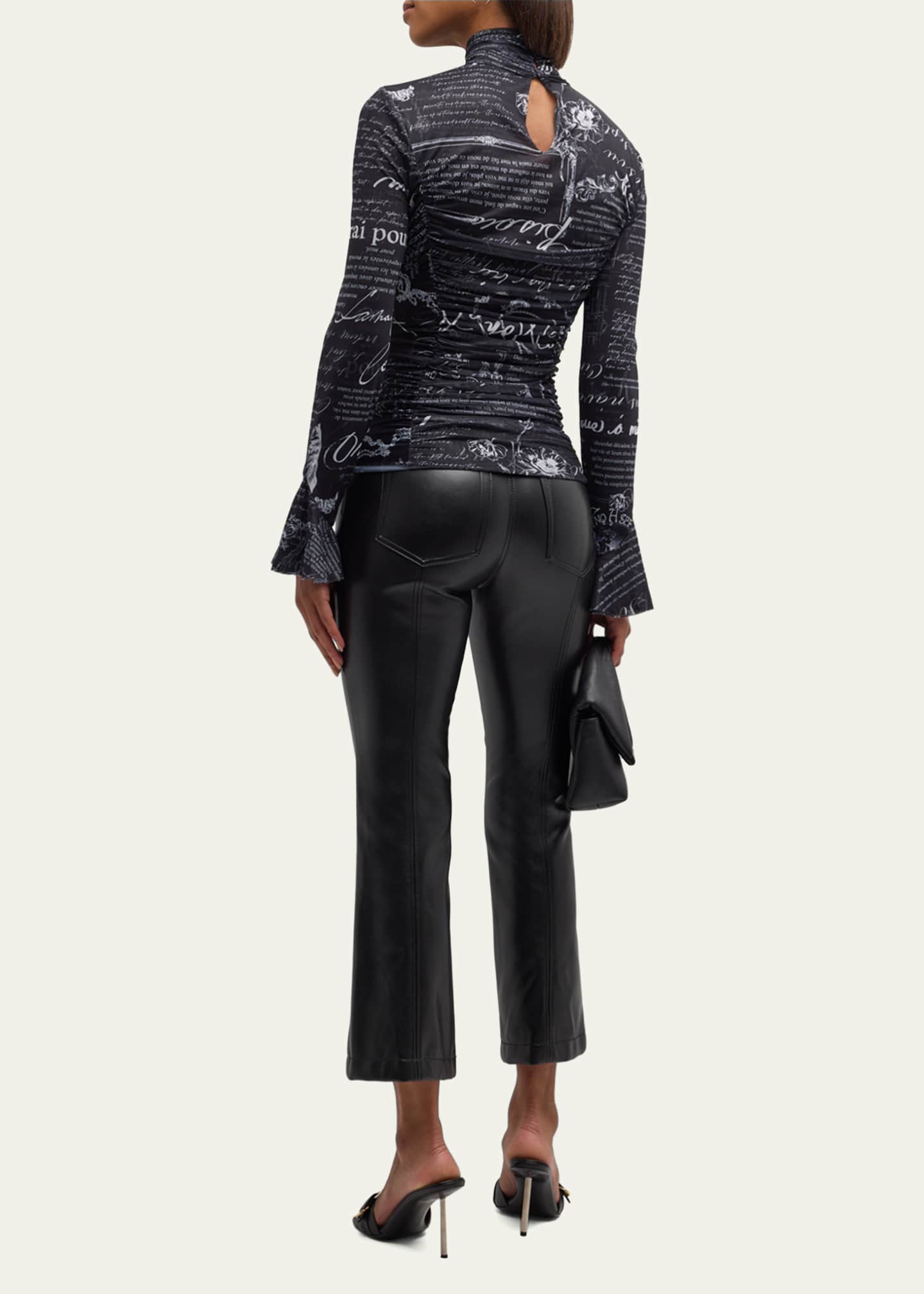 Cinq a Sept Lucy Turtleneck Shirred Illusion Top - Bergdorf Goodman