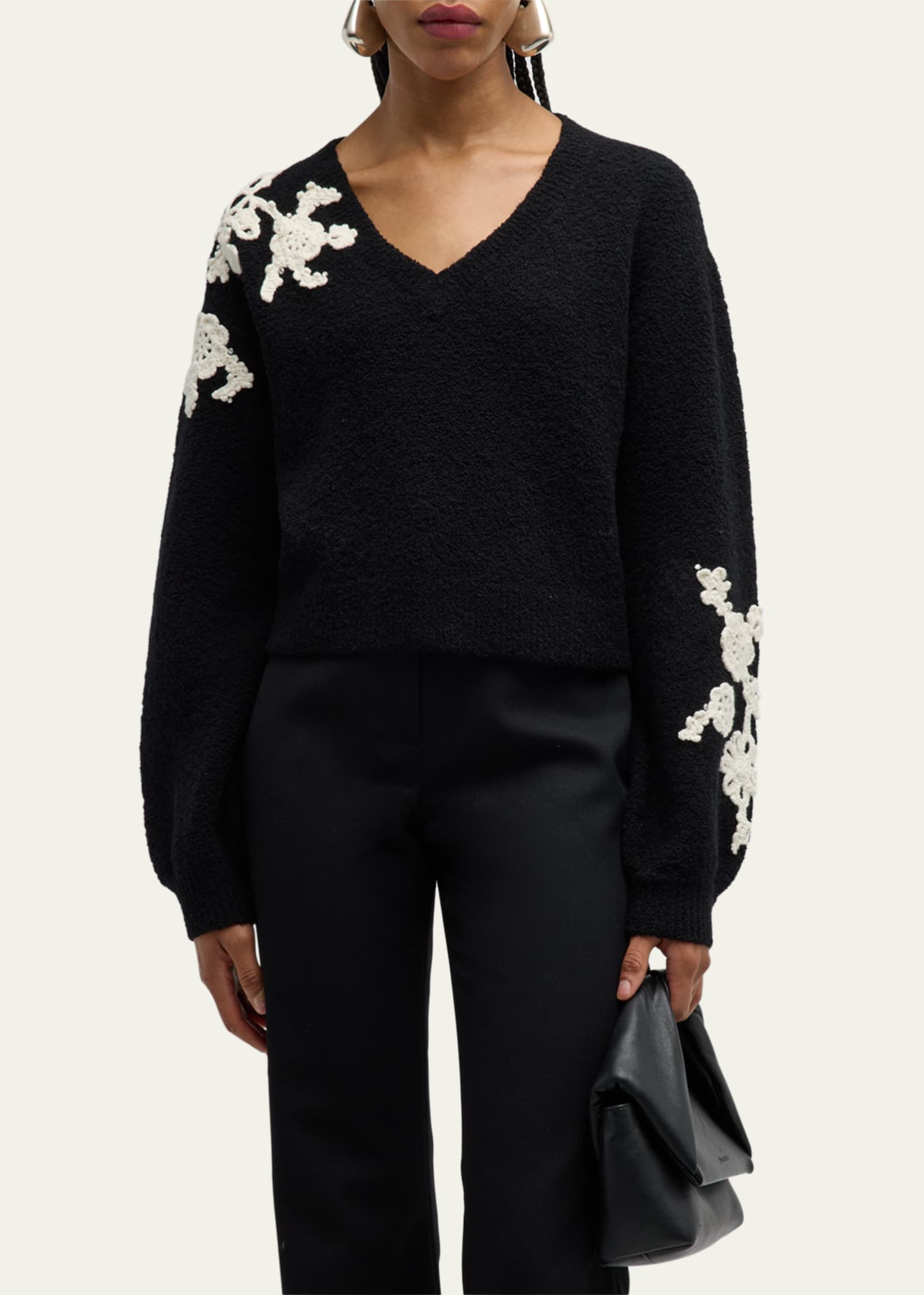 Cinq a Sept Dana Floral Crochet Wool-Blend Sweater - Bergdorf Goodman