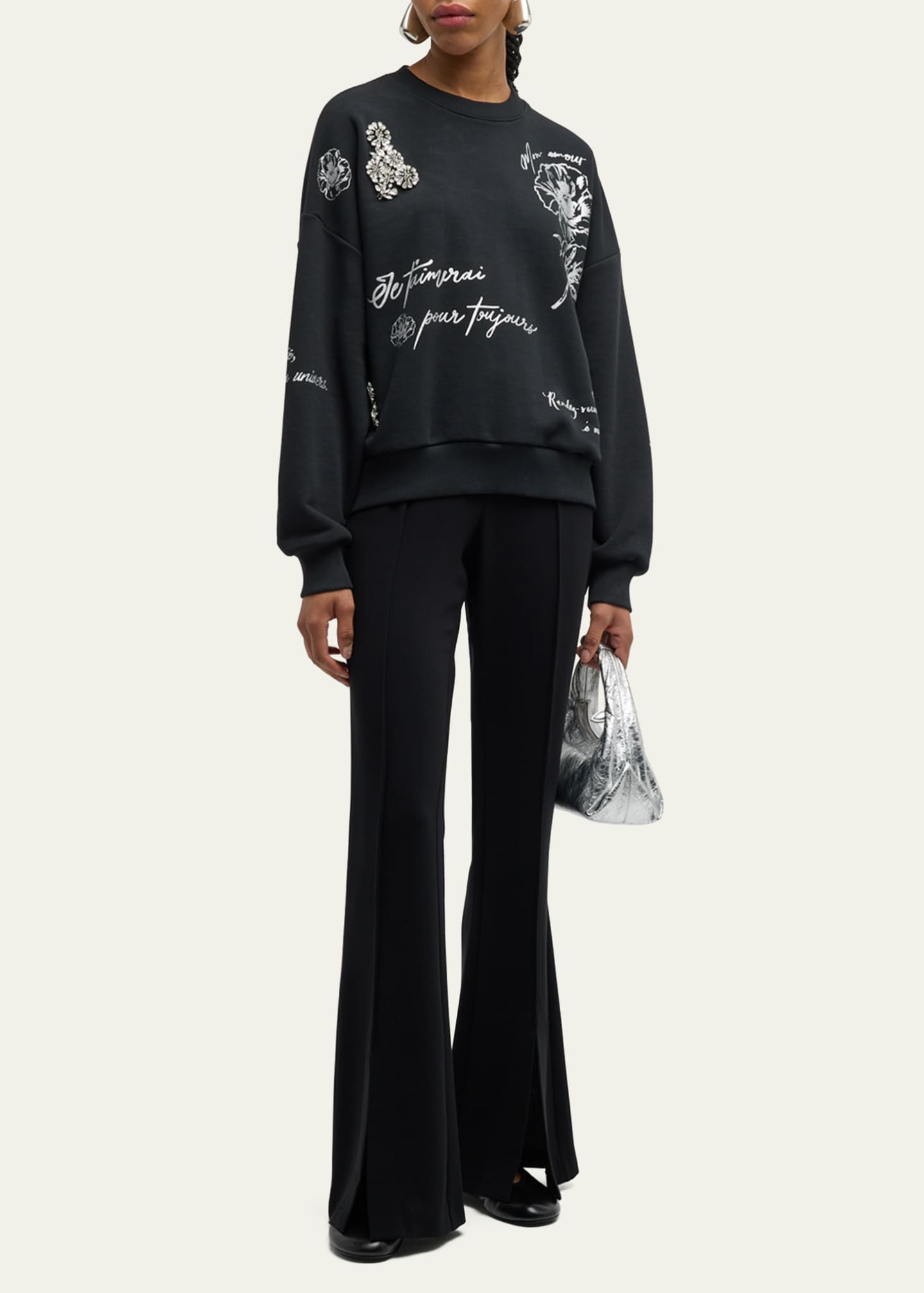 Cinq a Sept Foiled Love Letter Brandy Cotton Sweatshirt - Bergdorf Goodman