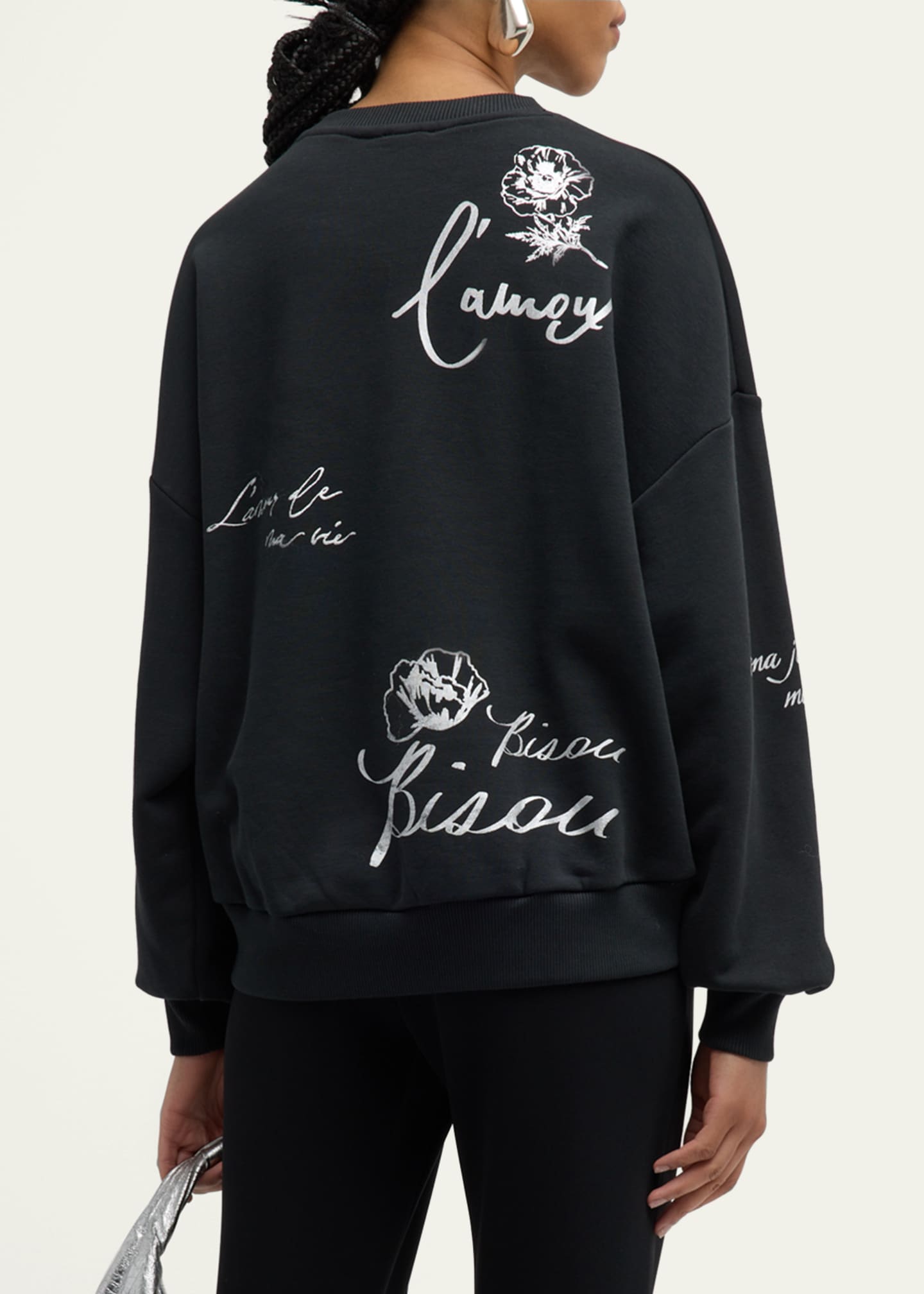 Cinq a Sept Foiled Love Letter Brandy Cotton Sweatshirt - Bergdorf Goodman