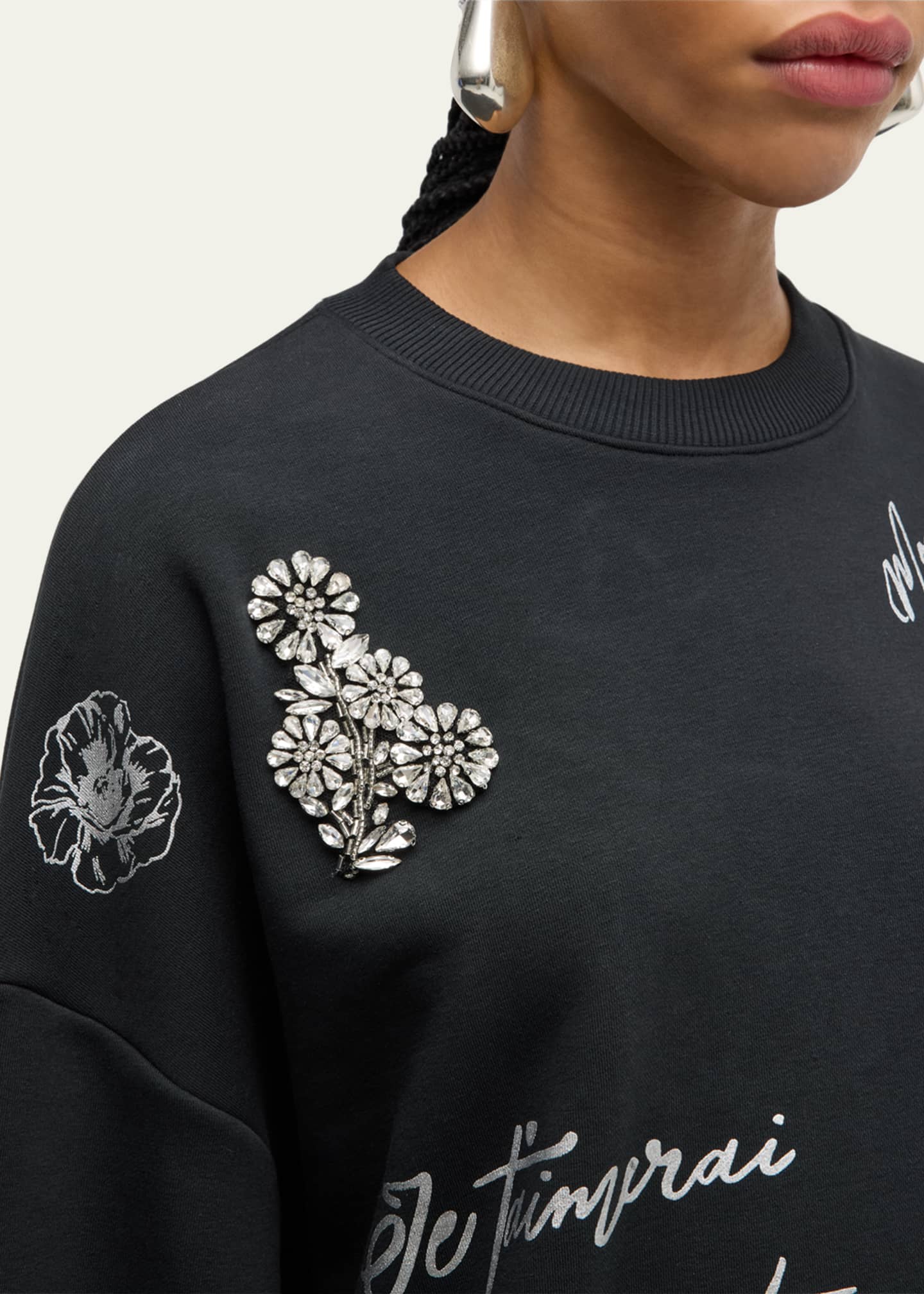 Cinq a Sept Foiled Love Letter Brandy Cotton Sweatshirt - Bergdorf Goodman