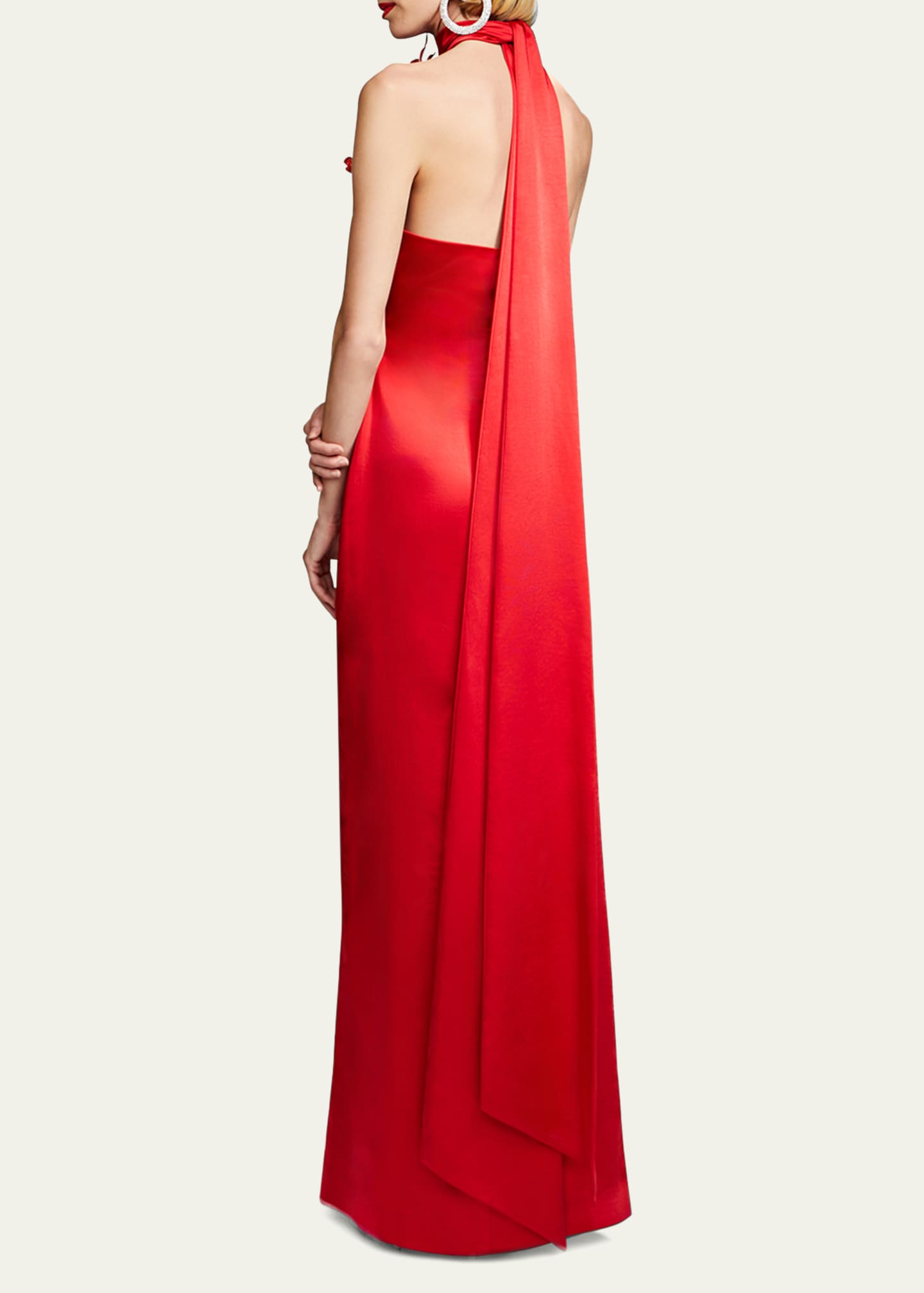 Halston Yulia Draped Satin Halter Gown - Bergdorf Goodman