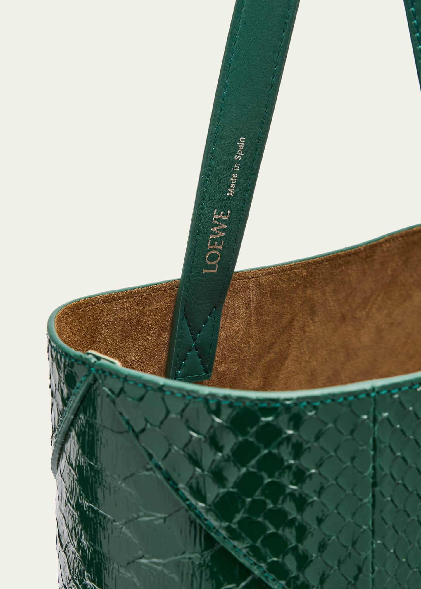 Loewe Puzzle Fold Large Patent Python-Embossed Tote Bag - Bergdorf Goodman