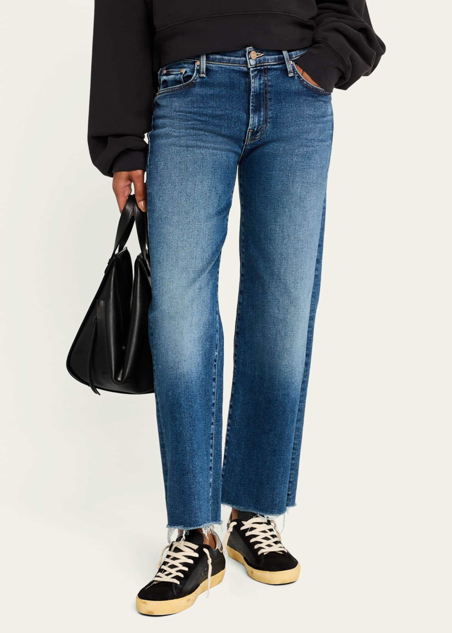 MOTHER The Mid-Rise Rambler Zip Ankle Fray Jeans - Bergdorf Goodman