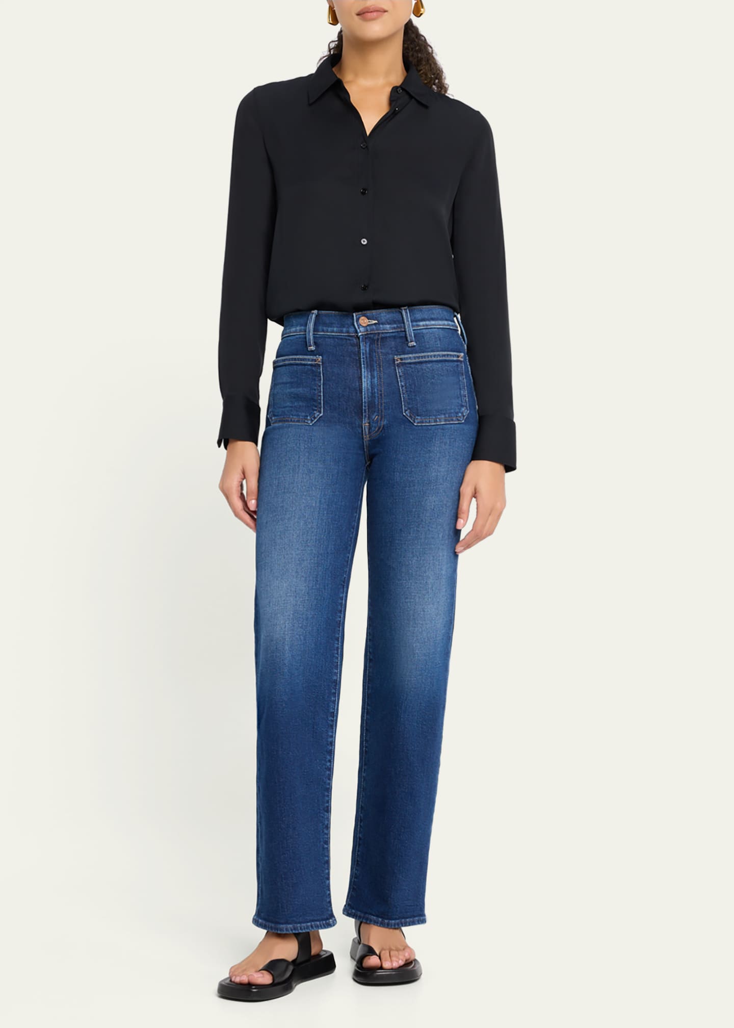 MOTHER Lil' Patch Pocket Rambler Zip Sneak Jeans - Bergdorf Goodman