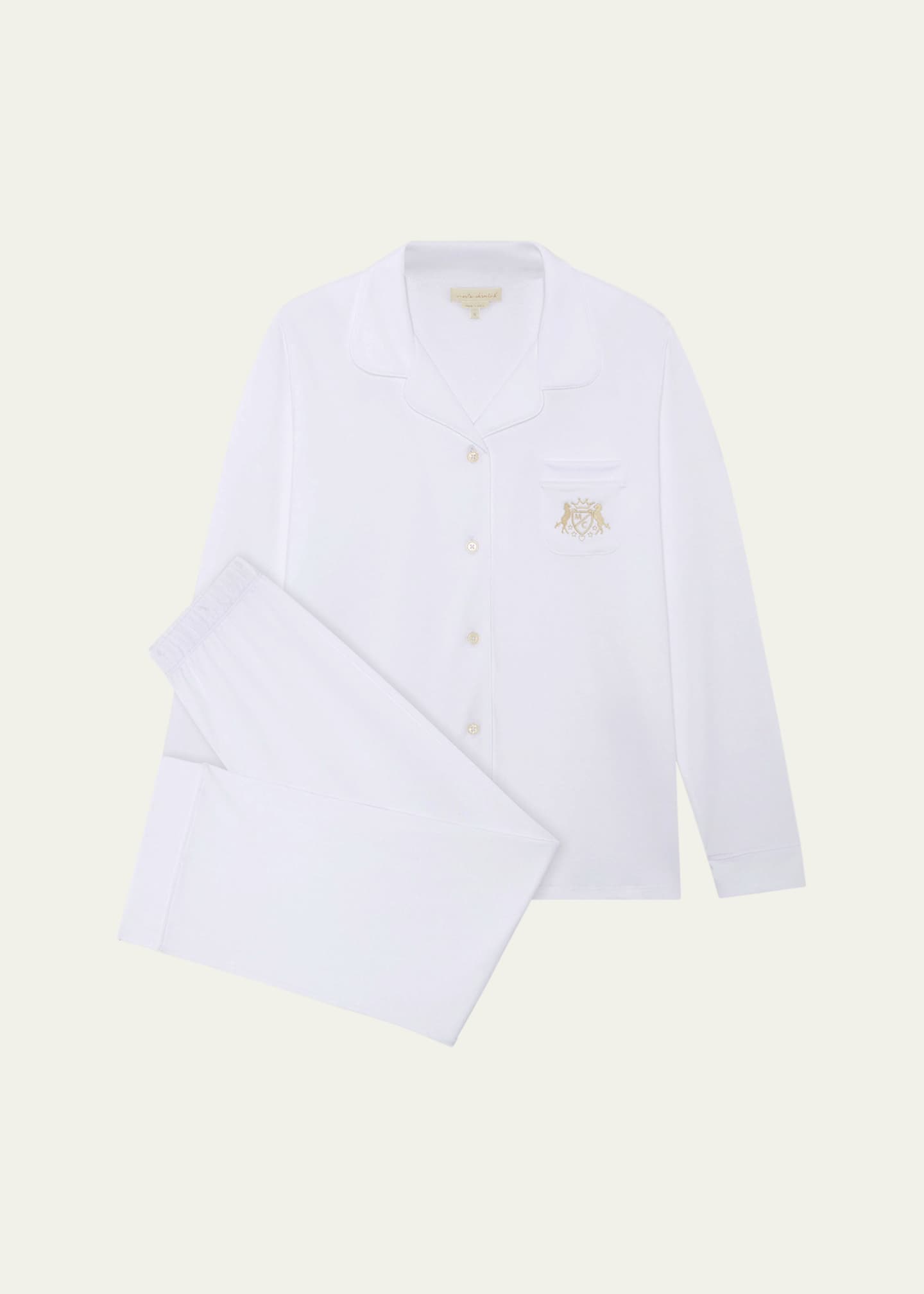 Marie Chantal Girl's Crest Pima Cotton Pajamas, Size 2-10 - Bergdorf ...