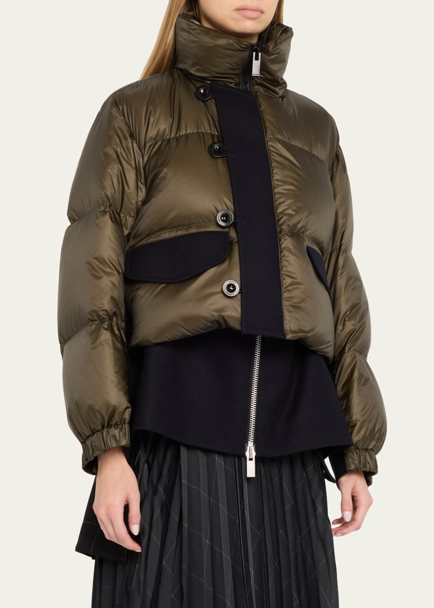 SACAI High-Neck Puffer Underlay Jacket - Bergdorf Goodman