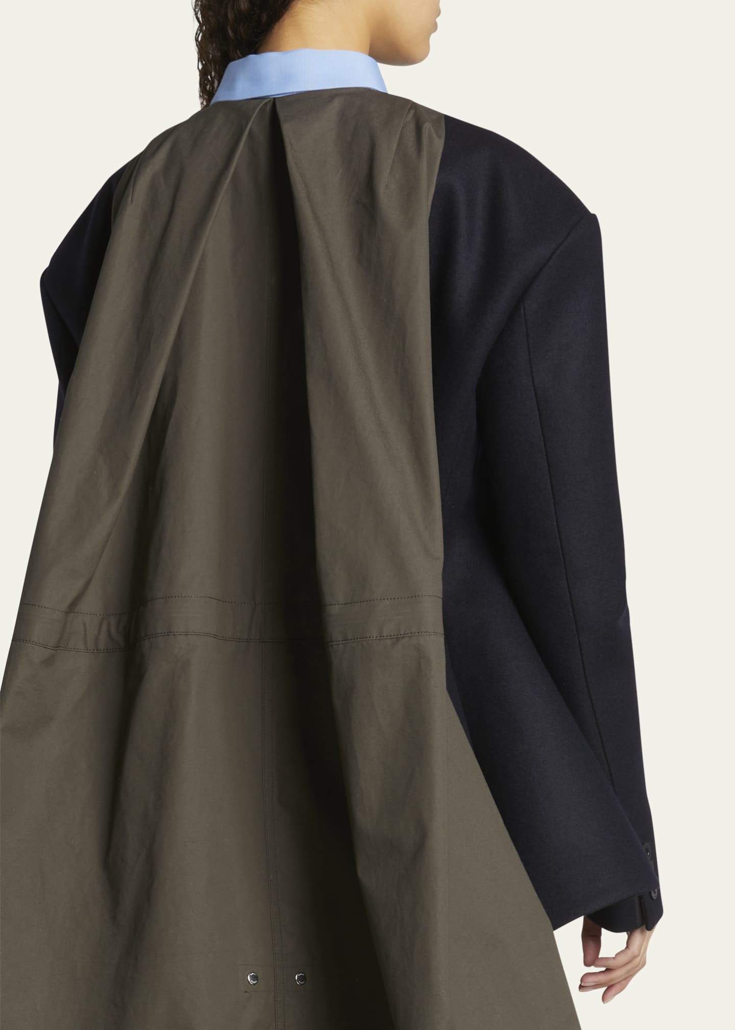 SACAI Hybrid Button Down Asymmetric Wool Blouse Blazer Parka - Bergdorf ...
