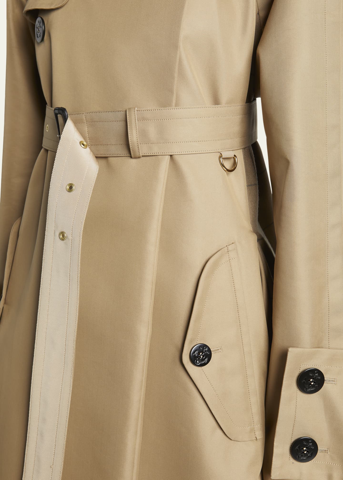 SACAI Collared Trench Coat with Windowpane Print Underlay - Bergdorf ...