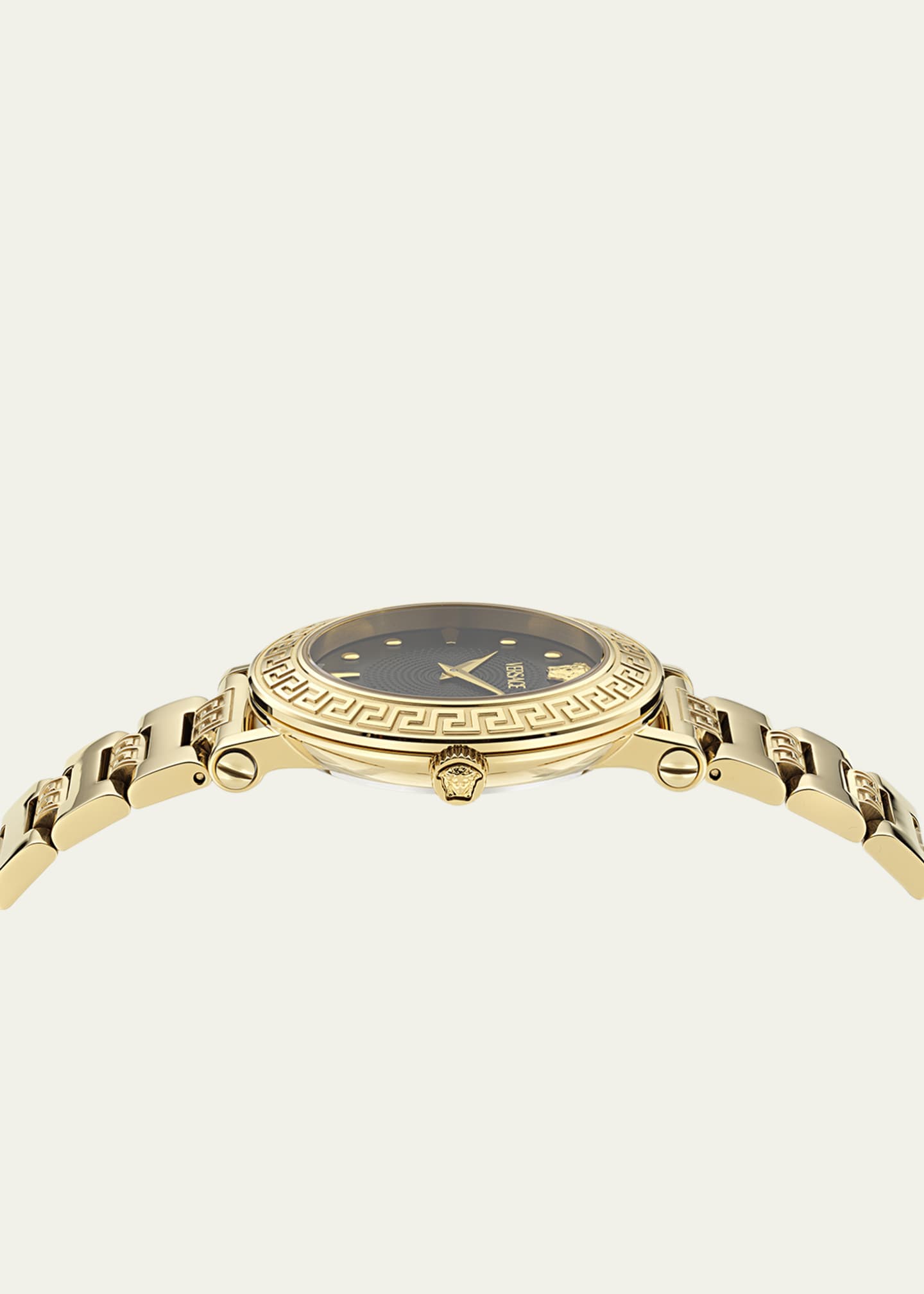 Versace 35mm Greca Sphere Watch with Bracelet Strap, Gold/Black ...