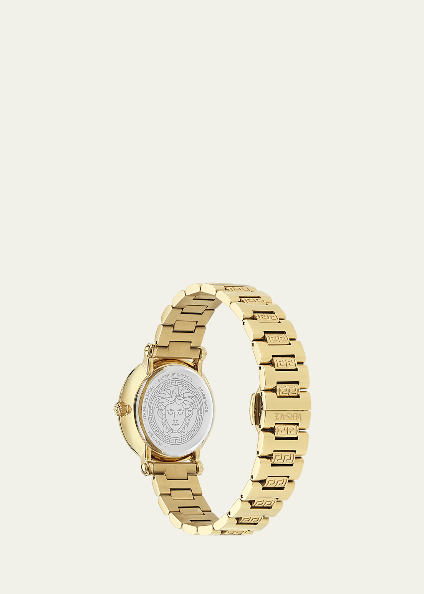 Versace 35mm Greca Sphere Watch with Bracelet Strap, Gold/Black ...