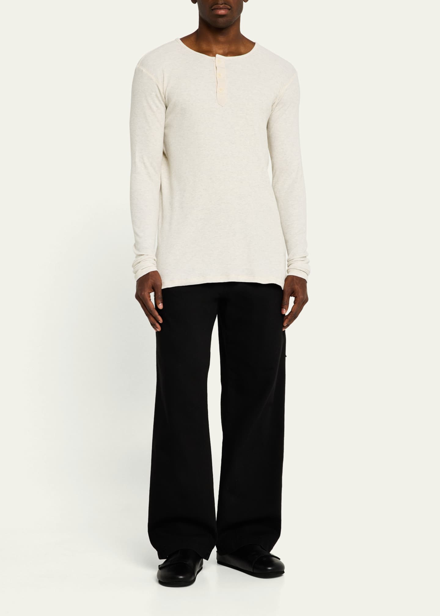 Greg Lauren Men's Cotton Henley Shirt - Bergdorf Goodman