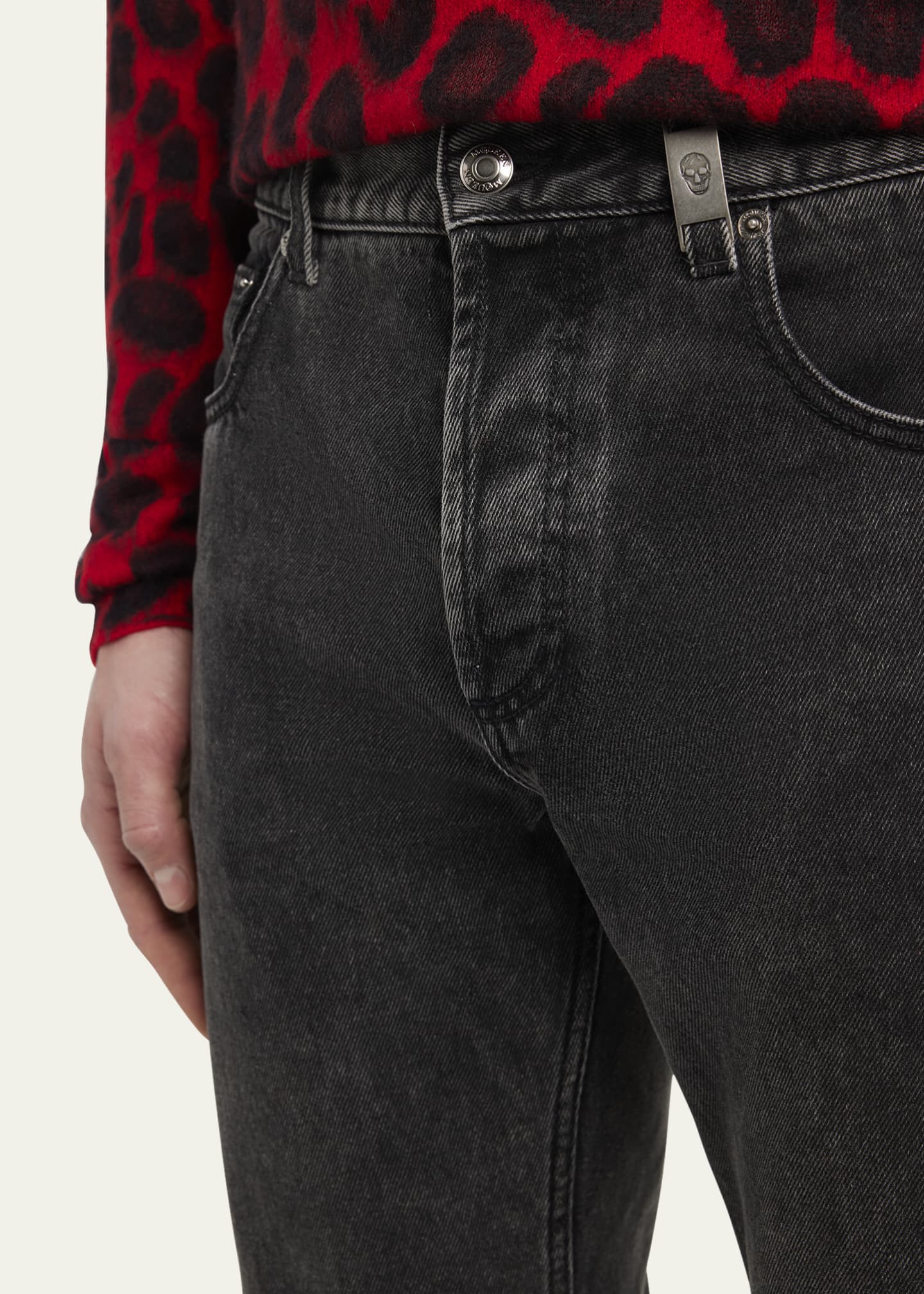 McQueen Men's Stonewashed Slim-Fit Jeans - Bergdorf Goodman