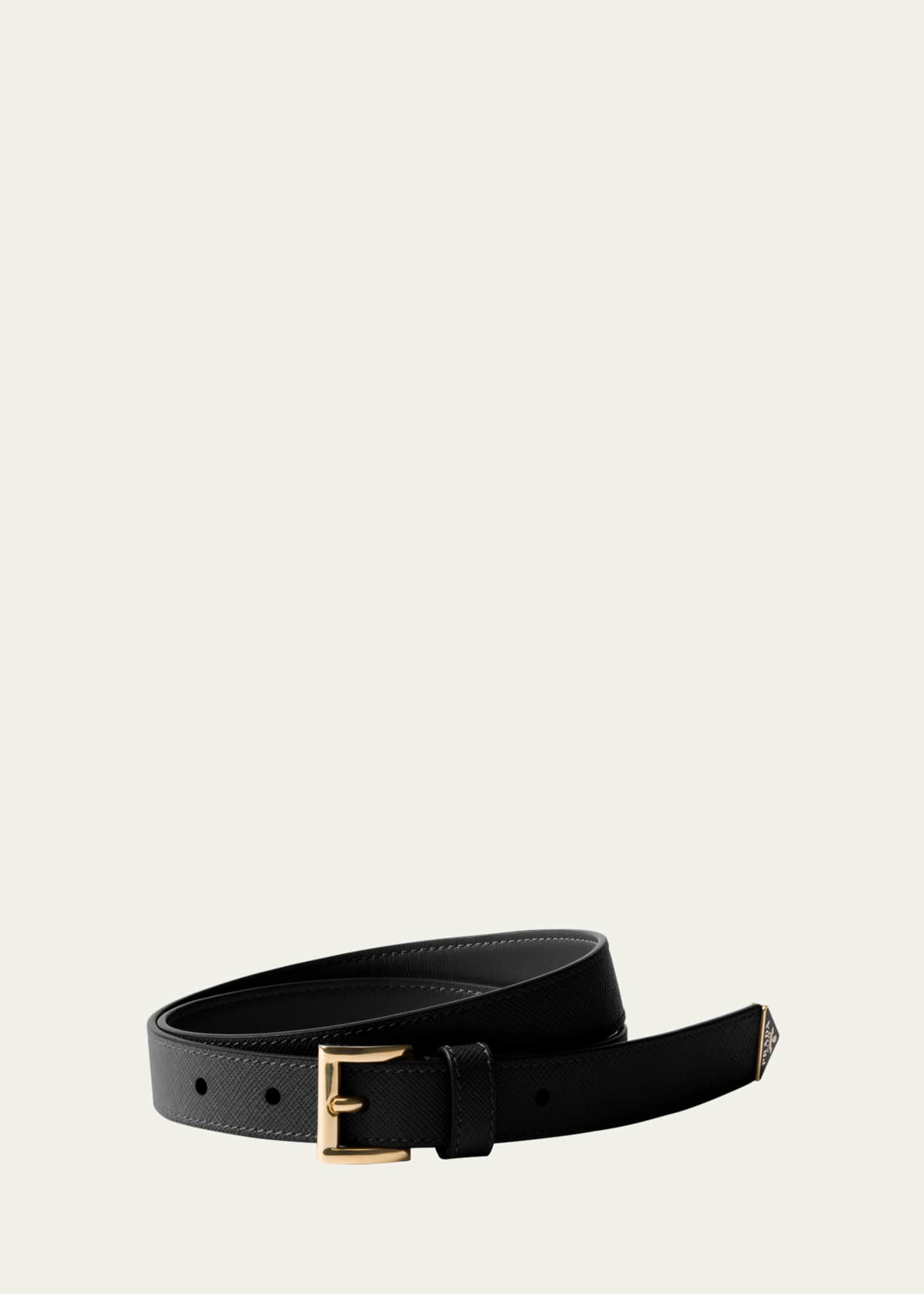 Prada Triangle Calf Leather Belt - Bergdorf Goodman