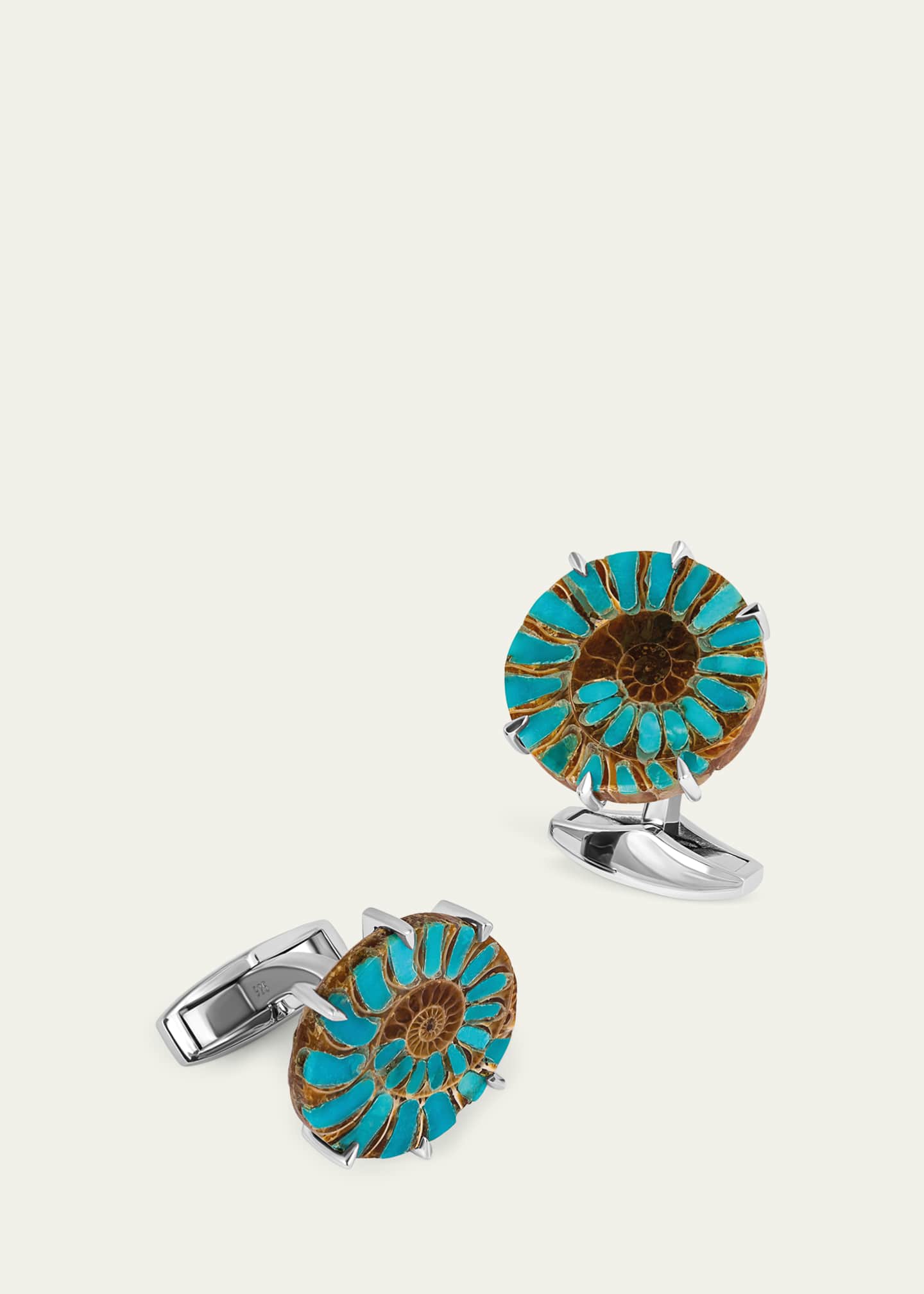 Tateossian Men's Limited Edition Ammonite Cufflinks in Rhodium Silver ...