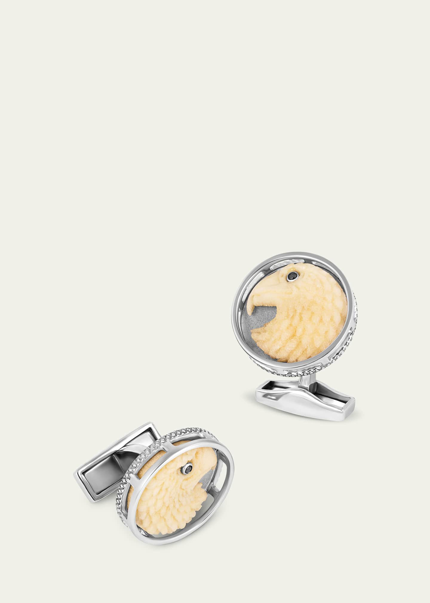 Tateossian Men's Silver Black Diamond and Horn Carved Eagle Cufflinks - Bergdorf Goodman