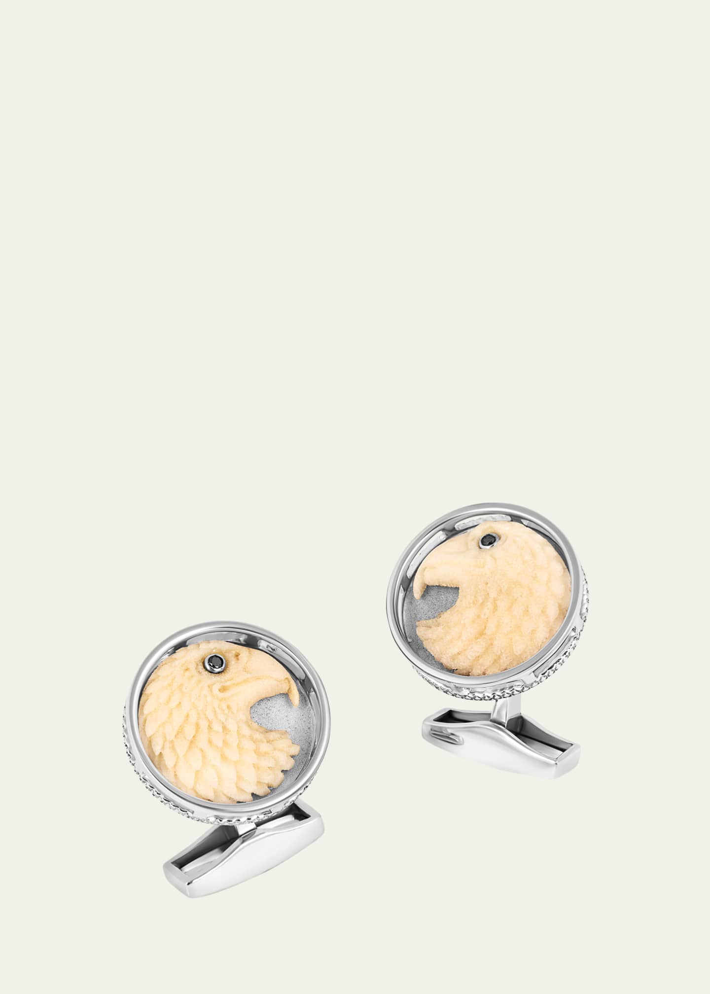 Tateossian Men's Silver Black Diamond and Horn Carved Eagle Cufflinks - Bergdorf Goodman