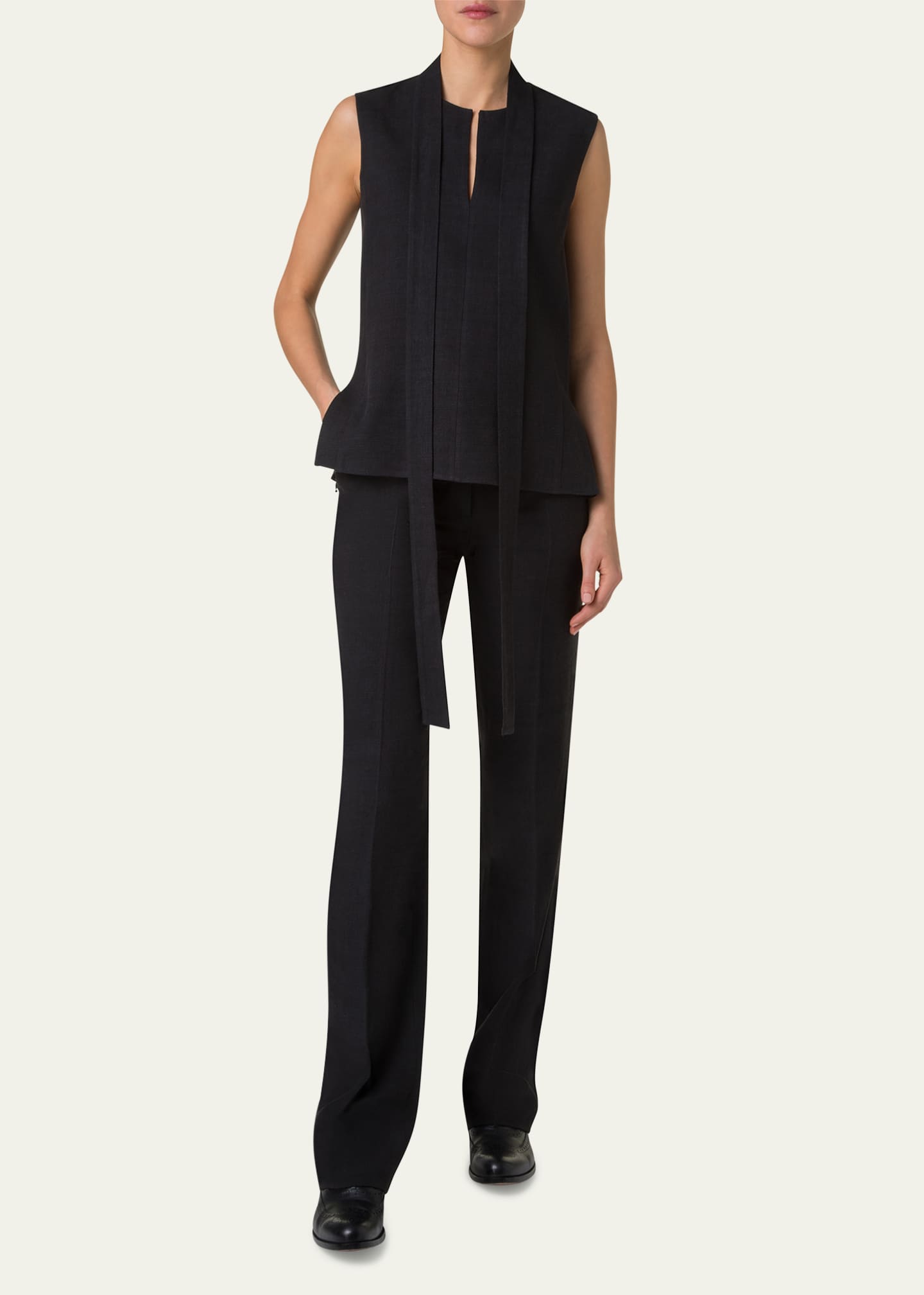 Akris Carl Straight Leg Stonewashed Twisted Linen Wool Pants - Bergdorf ...