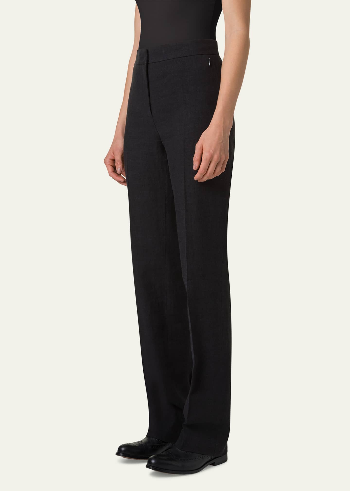 Akris Carl Straight Leg Stonewashed Twisted Linen Wool Pants - Bergdorf ...