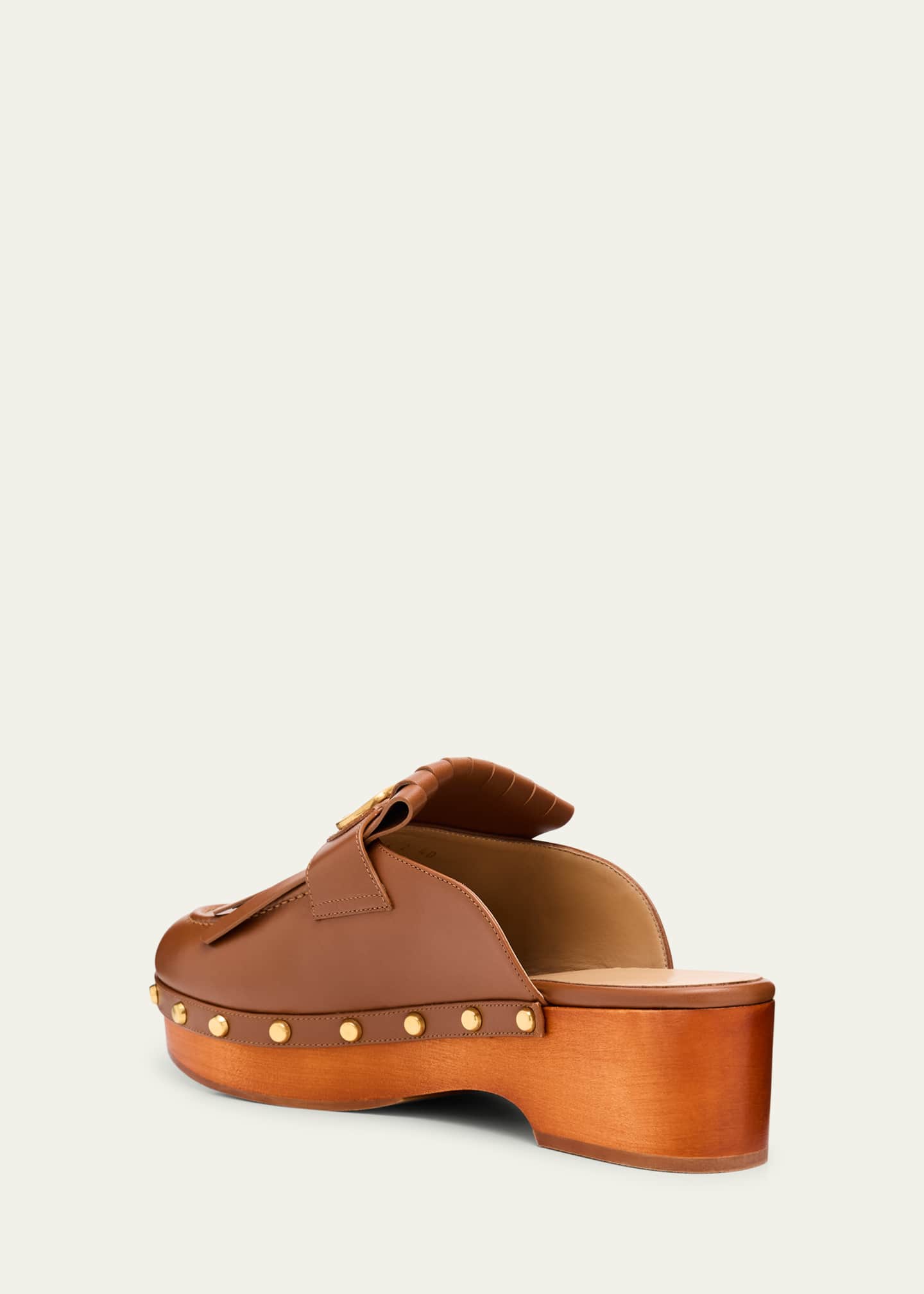 Valentino Garavani VLogo Leather Kiltie Mule Clogs - Bergdorf Goodman