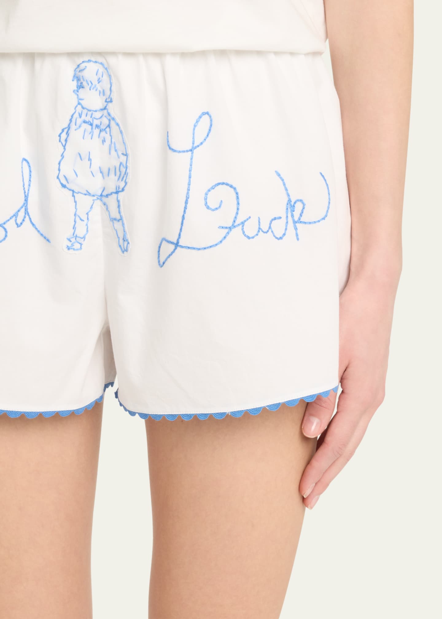 Bode Lucky Baby Embroidered Shorts - Bergdorf Goodman