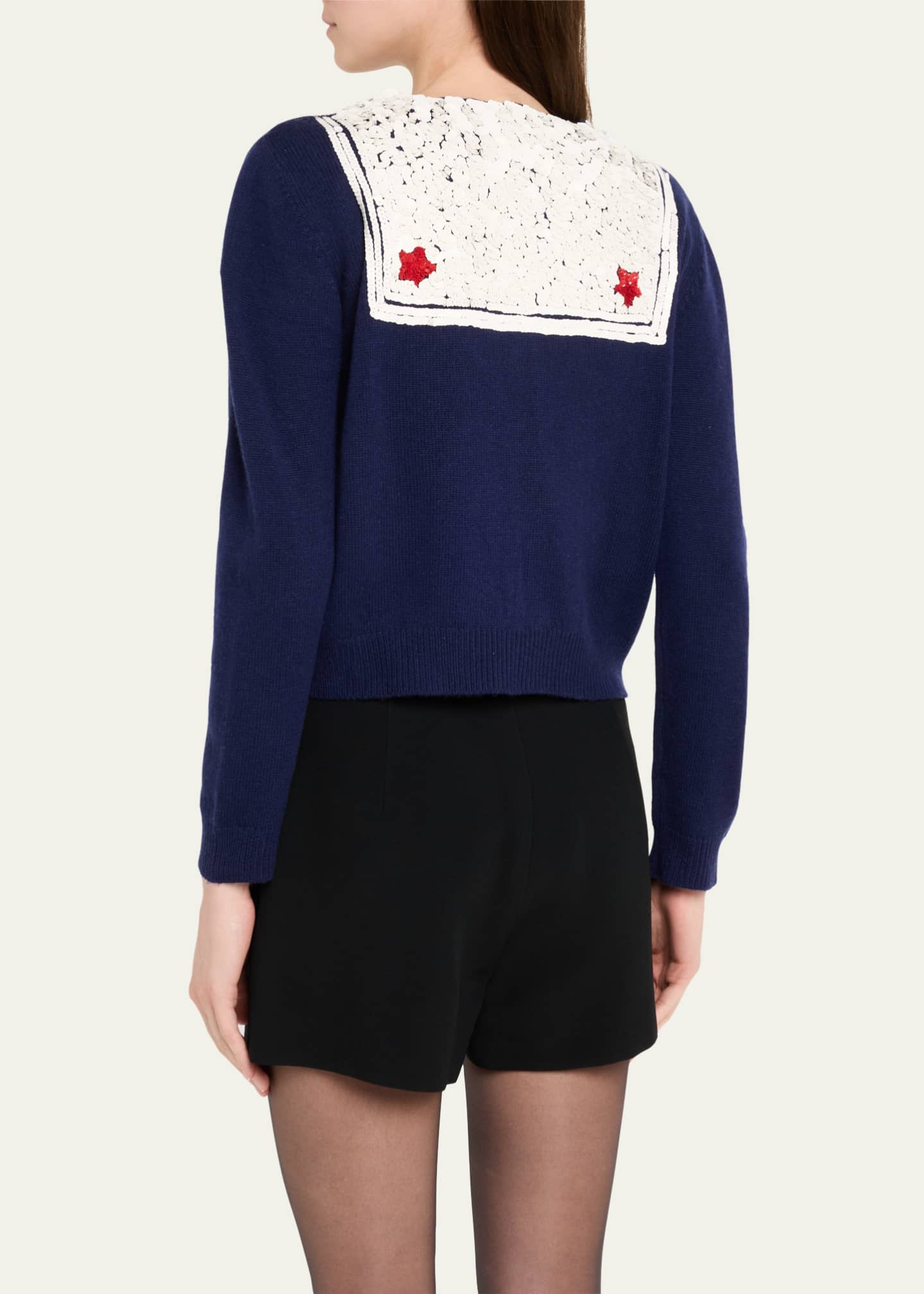 Bode Astoria Sequined Sailor Collar Cardigan - Bergdorf Goodman