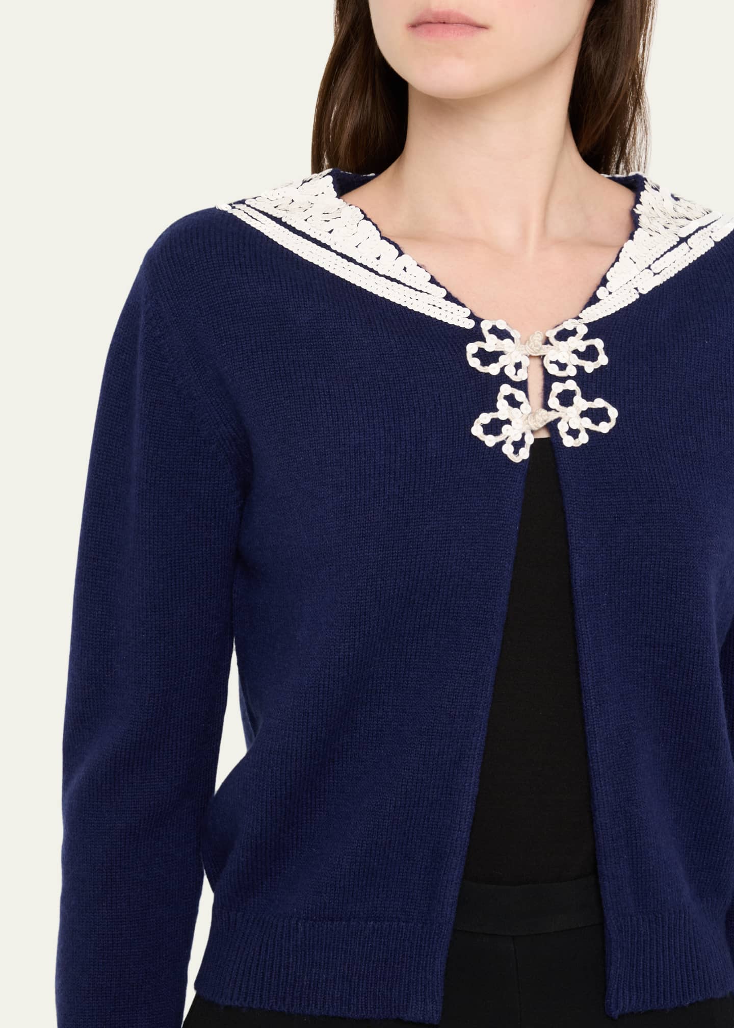 Bode Astoria Sequined Sailor Collar Cardigan - Bergdorf Goodman