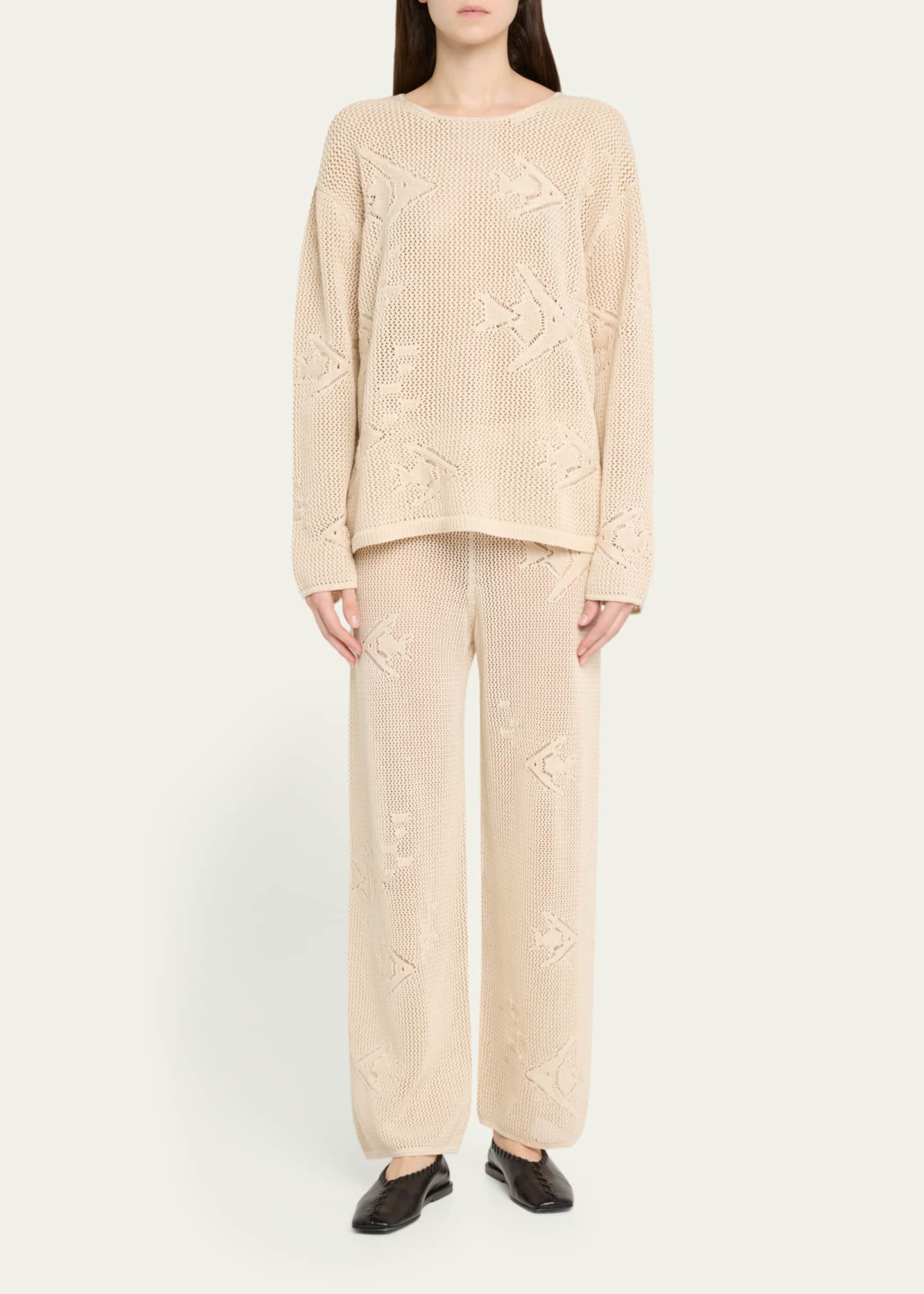 Bode Angel Fish Knit Lace Joggers - Bergdorf Goodman