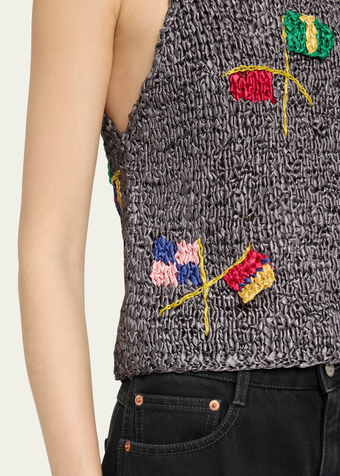 Bode Promenade Raised Flag Crochet Tank Top - Bergdorf Goodman